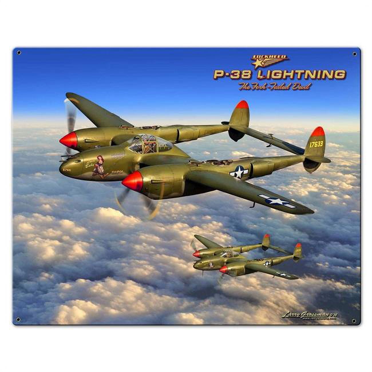 Larry Grossman LGB330 30 x 24 in. P-38 Lightning Custom Shape Sign ...