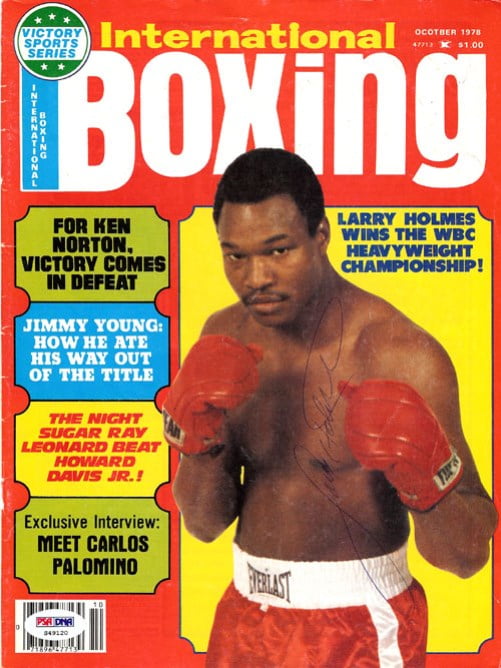 Larry Holmes Autographed International Boxing Magazine Cover PSA/DNA # ...