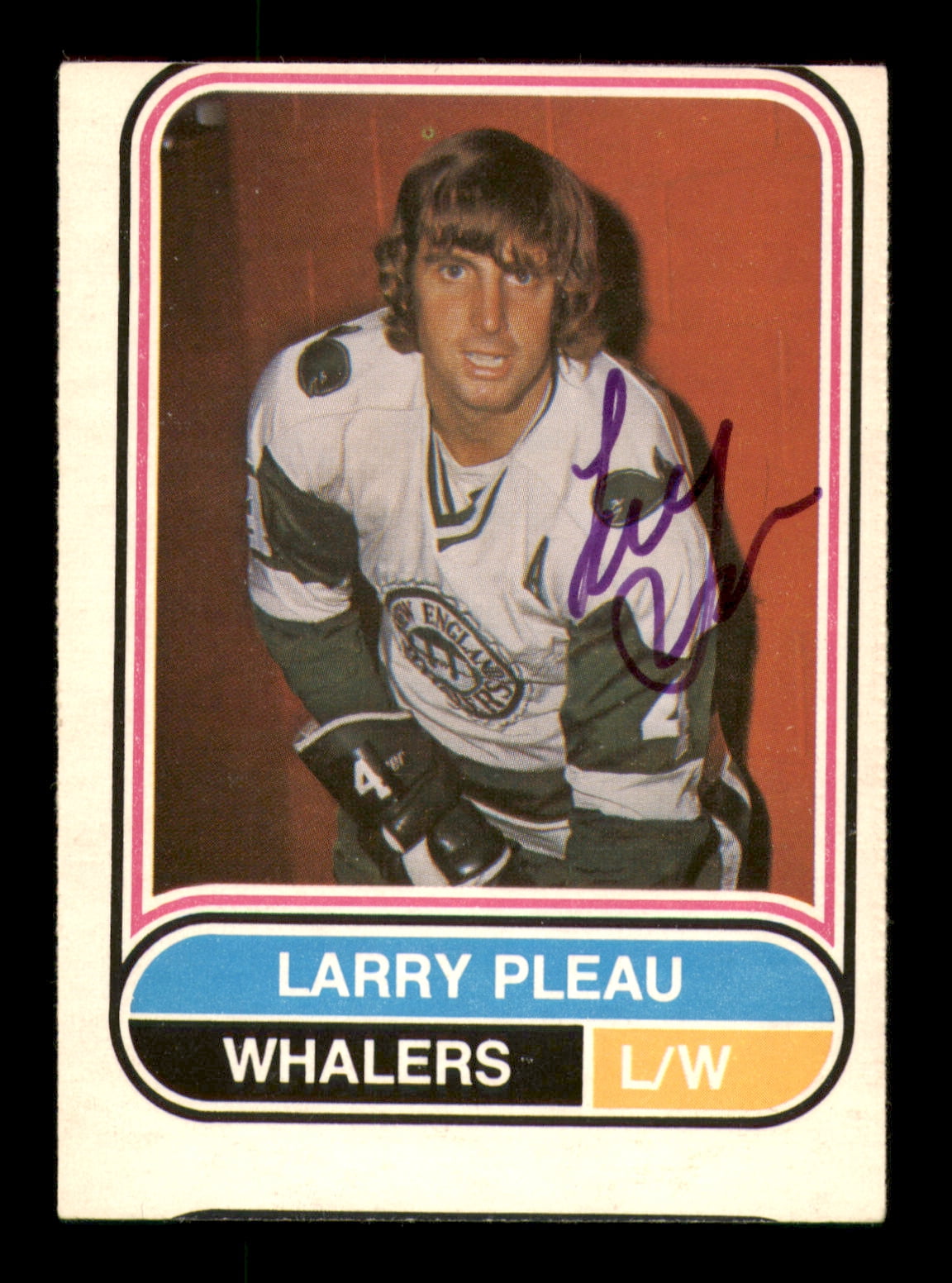 Larry Pleau Autographed 1975-76 O-Pee-Chee WHA Card #56 New England ...
