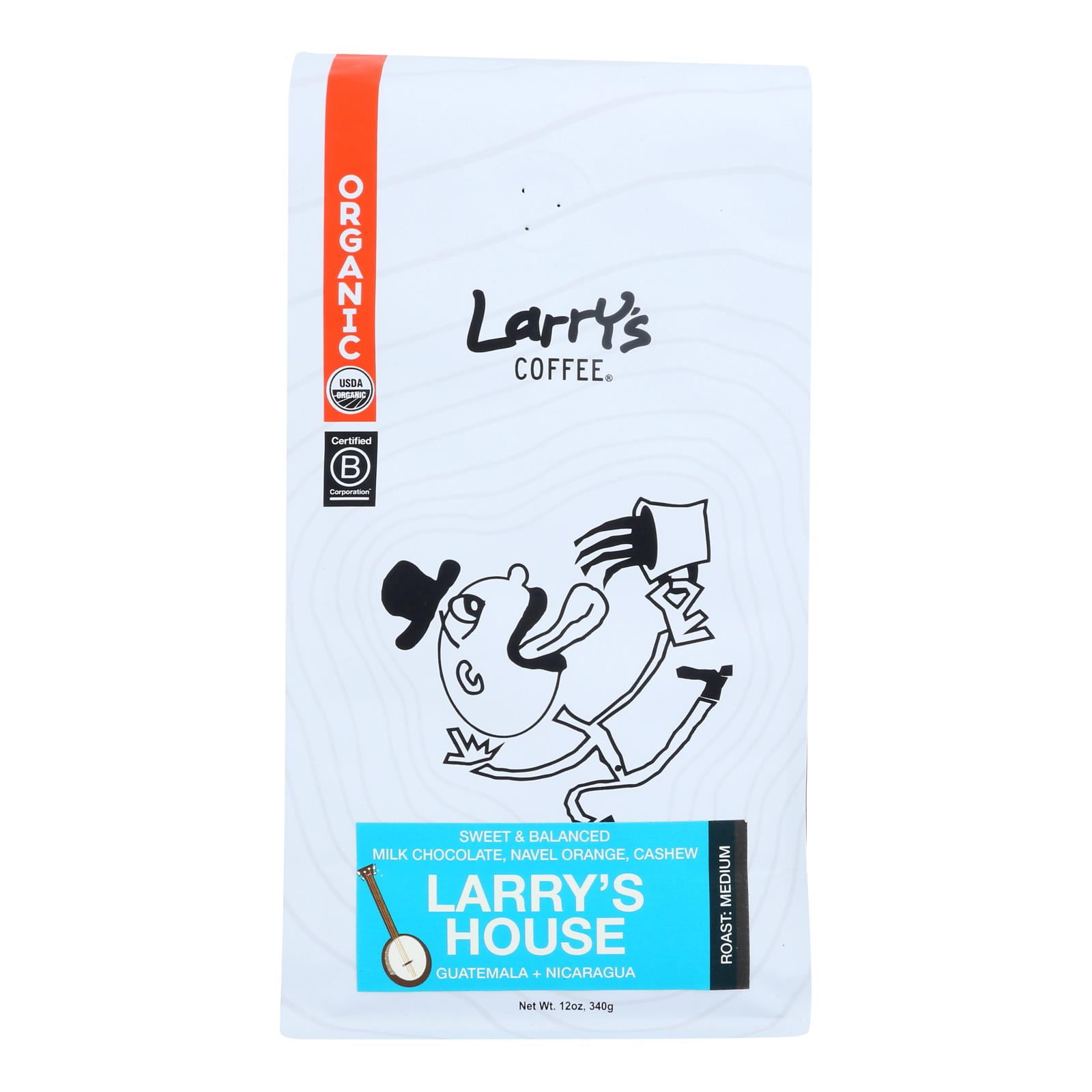 Larry's Coffee Larry's House Organic Coffee Beans - Case of 6 - 12 OZ ...