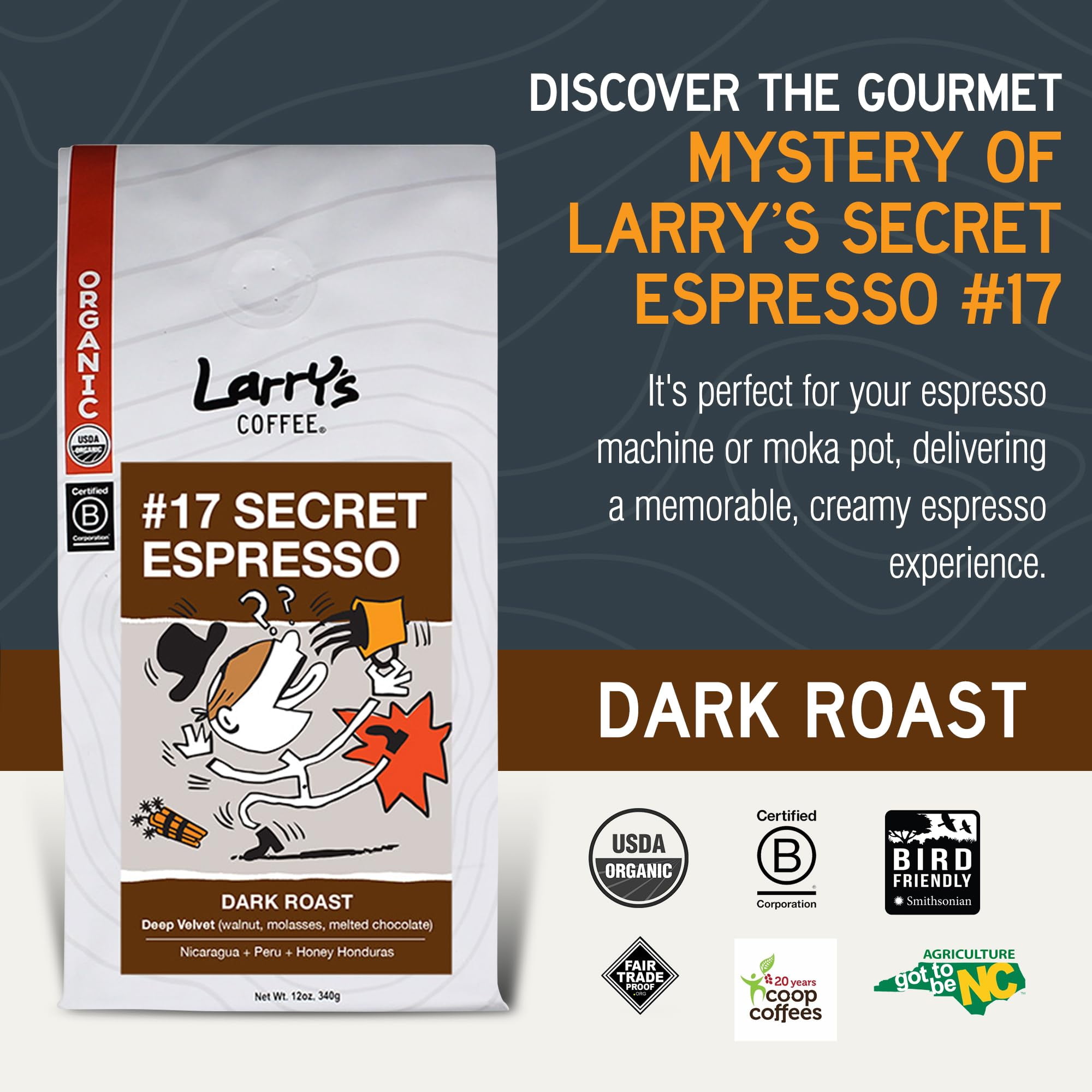 Larry's Coffee Whole SCH4 Coffee Beans - Dark Roast | Air Sealed | USDA ...