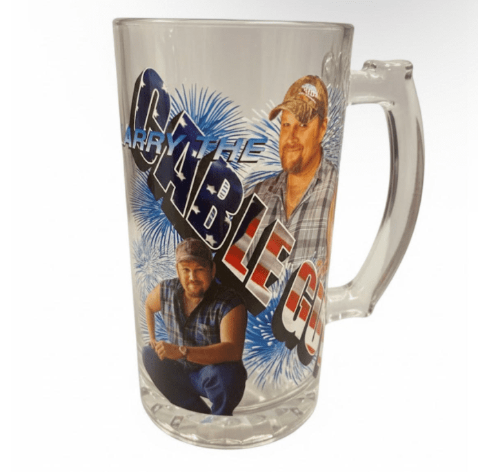 “Larry the Cable Guy” 25 oz. Glass Mug – Oversized Printed Beer Stein ...