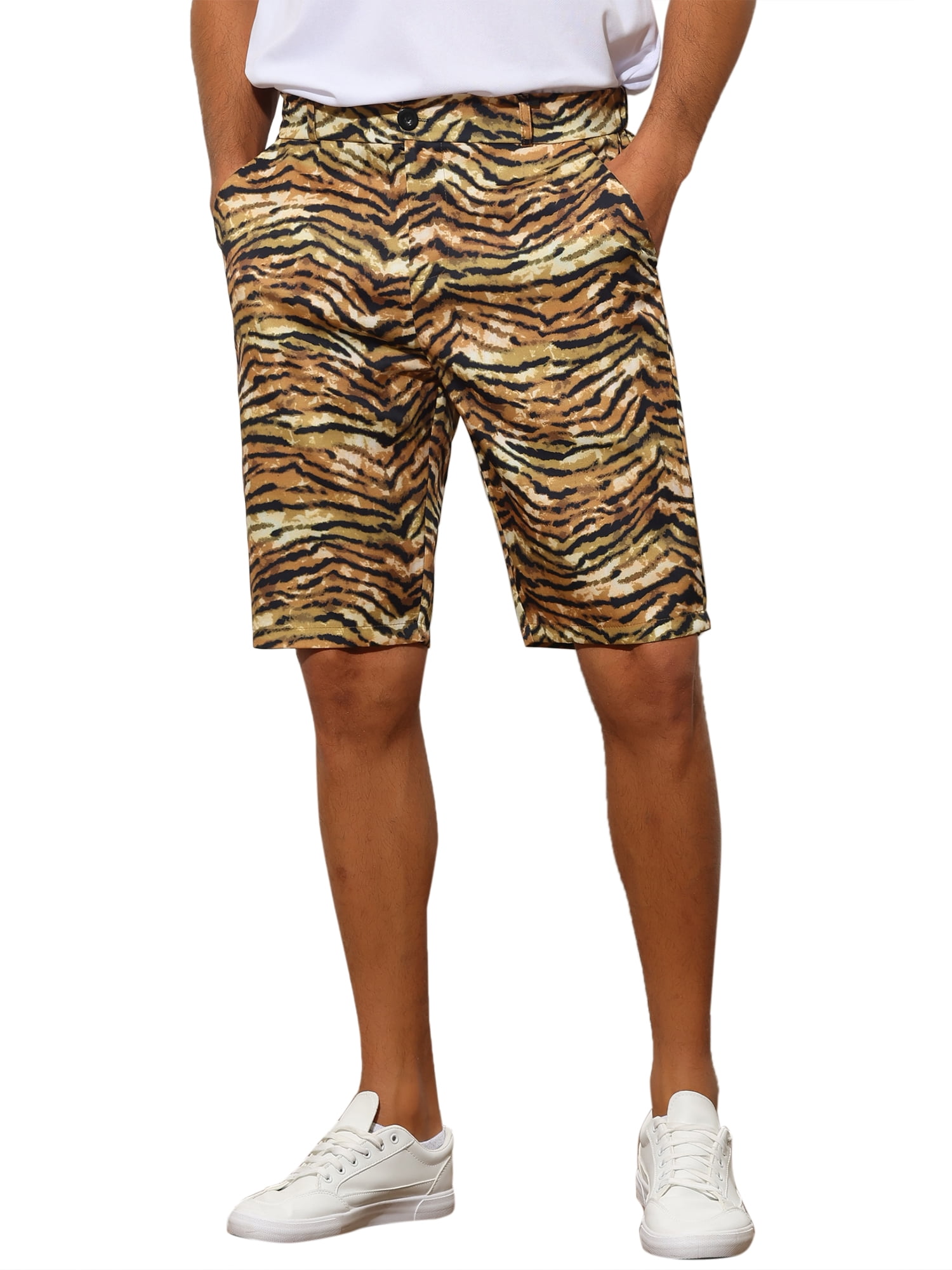 INSPIRE CHIC Men's Shorts Animal Print Zipper Closure Regular Fit ...