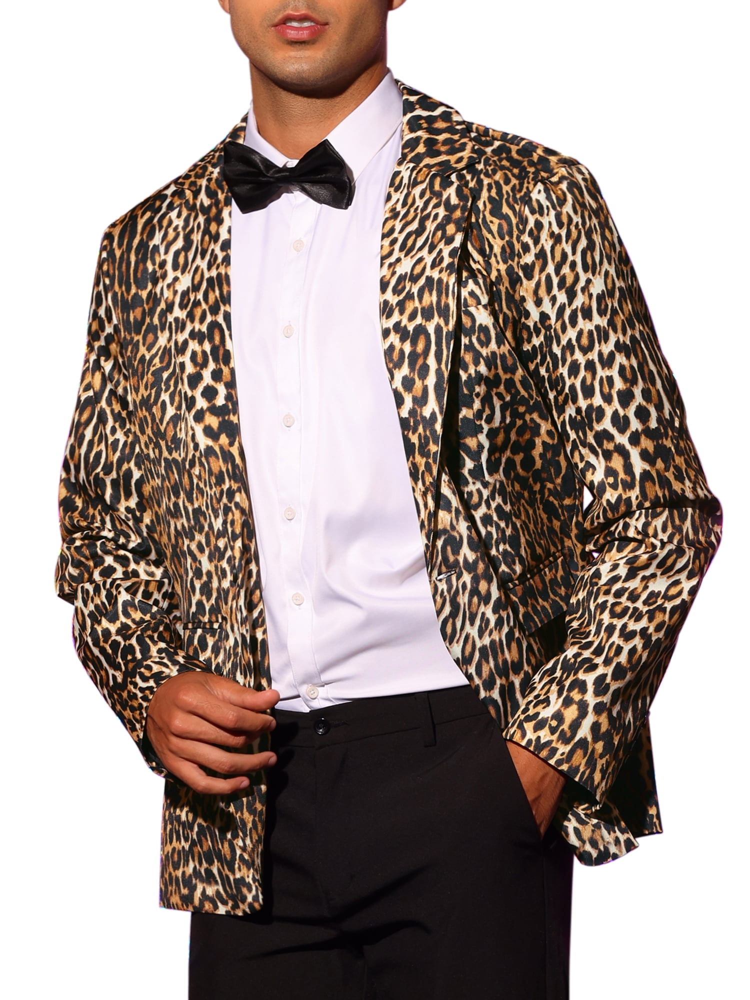 Lars Amadeus Animal Printed Blazer for Men's Slim Fit One Button Sports ...