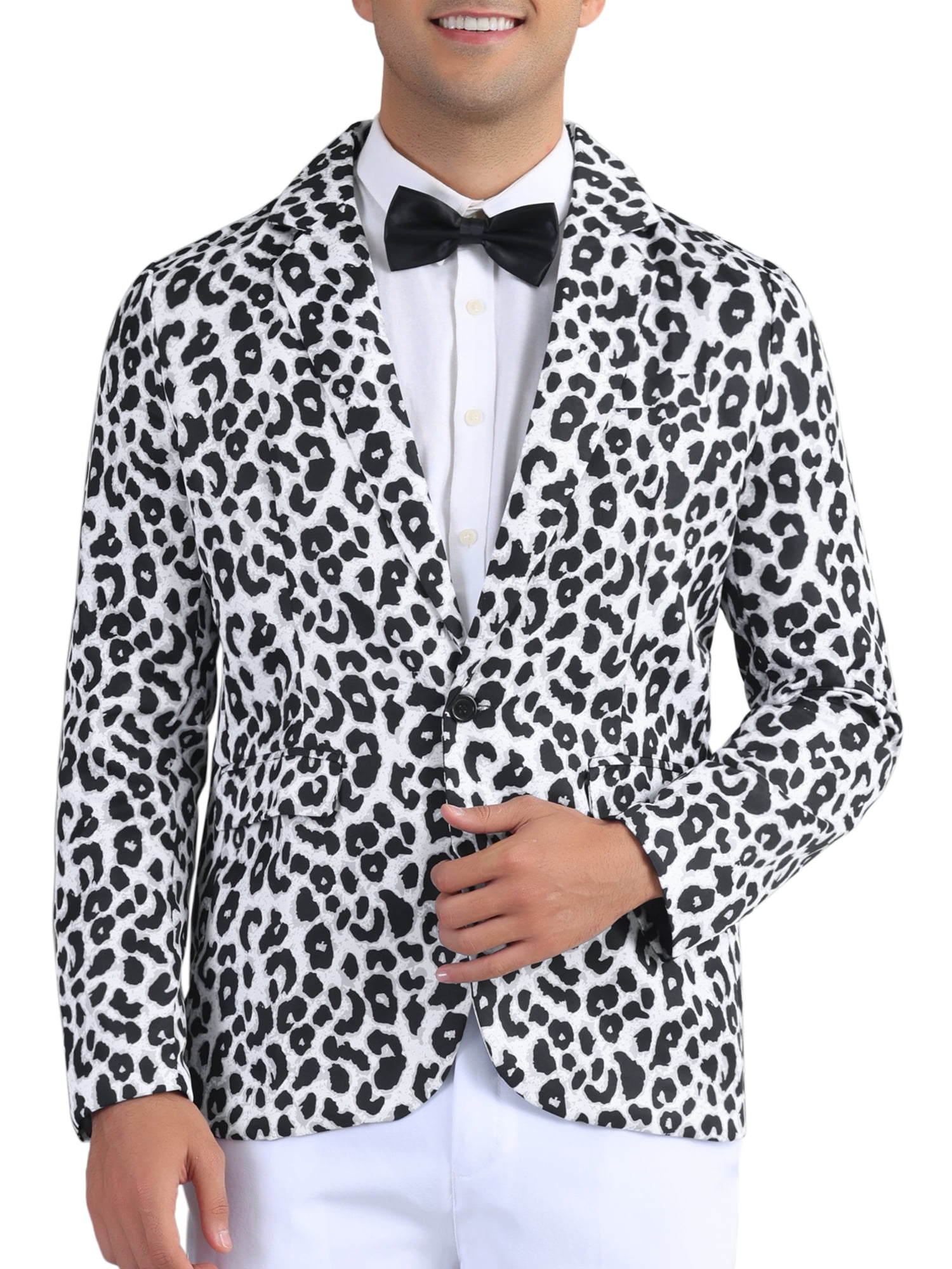 INSPIRE CHIC Men's Blazers Animal Print Notched Lapel Slim Fit Blazer ...