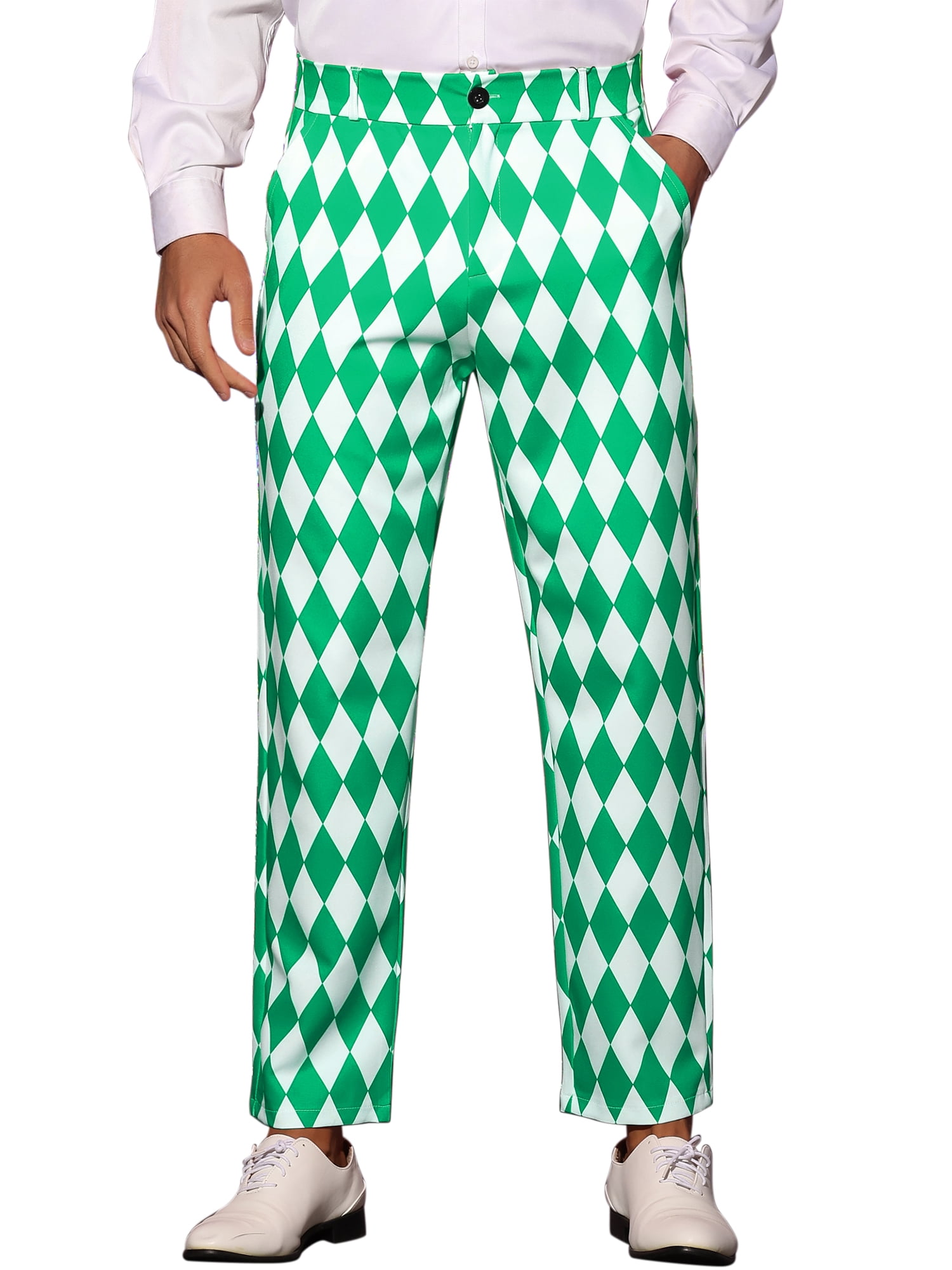 INSPIRE CHIC Argyle Printed Pants for Men's Regular Fit Flat Front ...