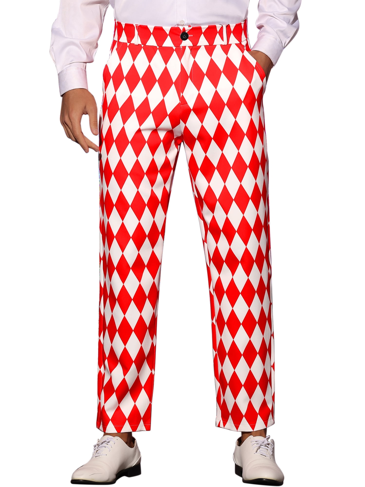 INSPIRE CHIC Argyle Printed Pants for Men's Regular Fit Flat Front ...