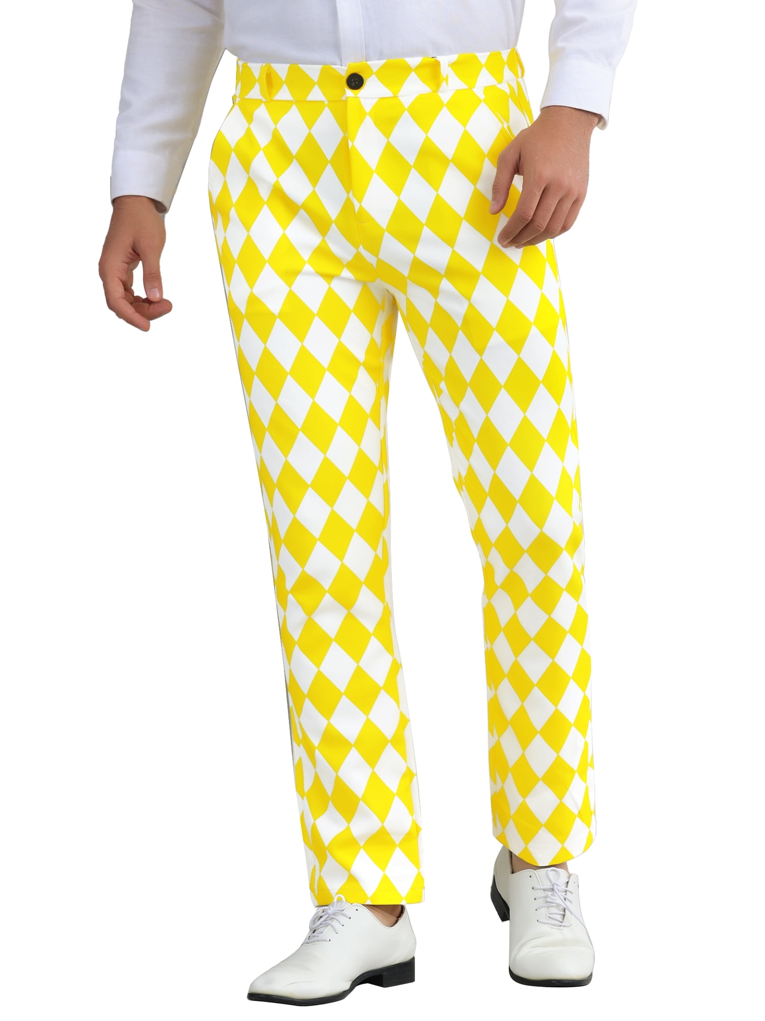 INSPIRE CHIC Argyle Printed Pants for Men's Regular Fit Flat Front ...