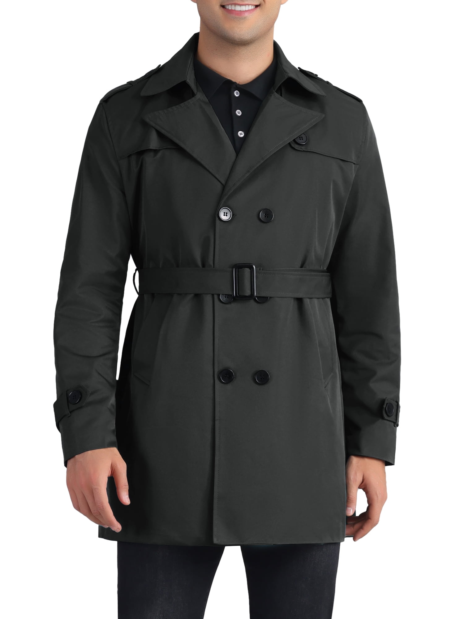 INSPIRE CHIC Business Trench Coat for Men's Double Breasted Notched ...