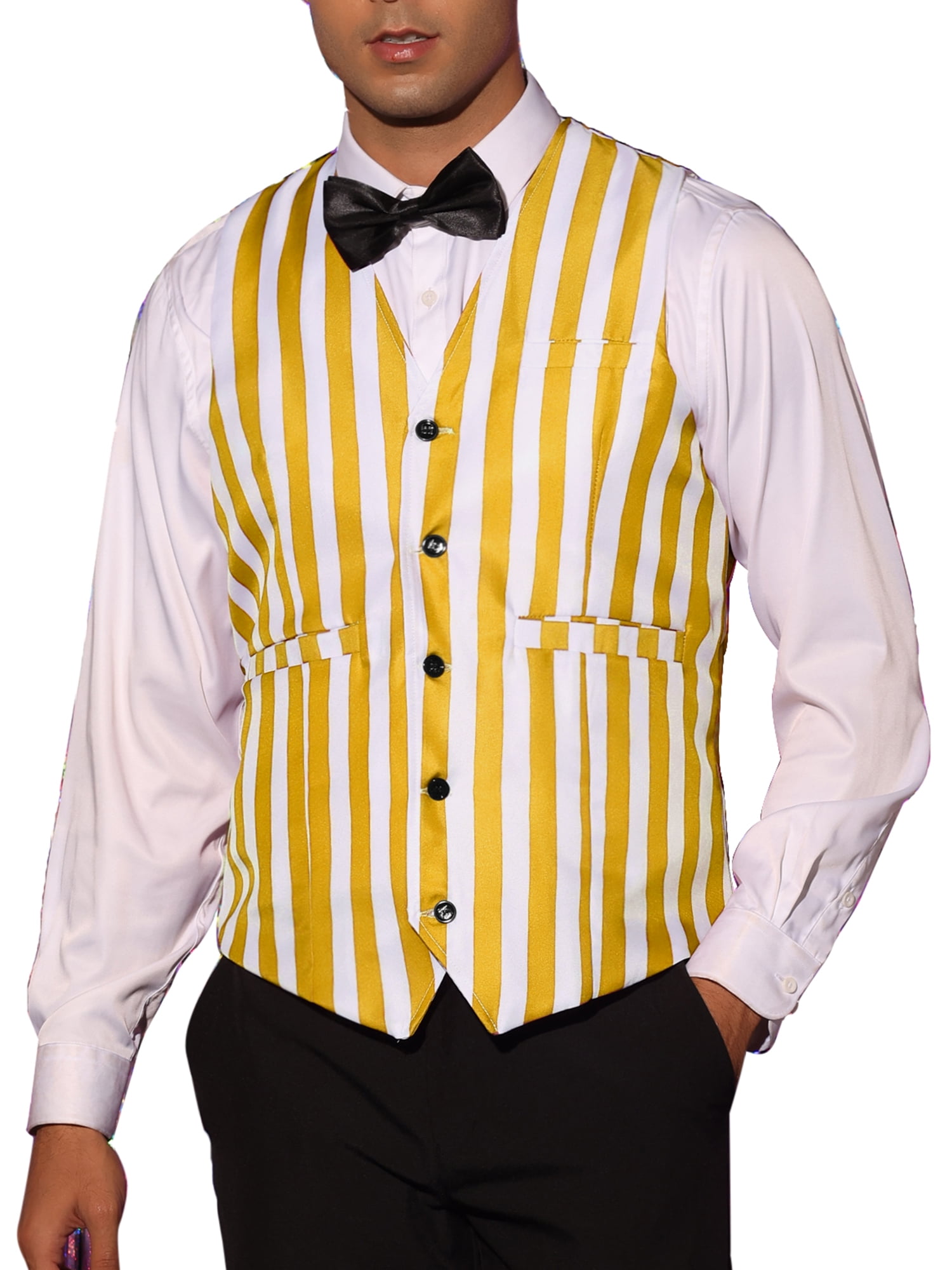 INSPIRE CHIC Business Vest for Men's Slim Fit V Neck Sleeveless Striped ...