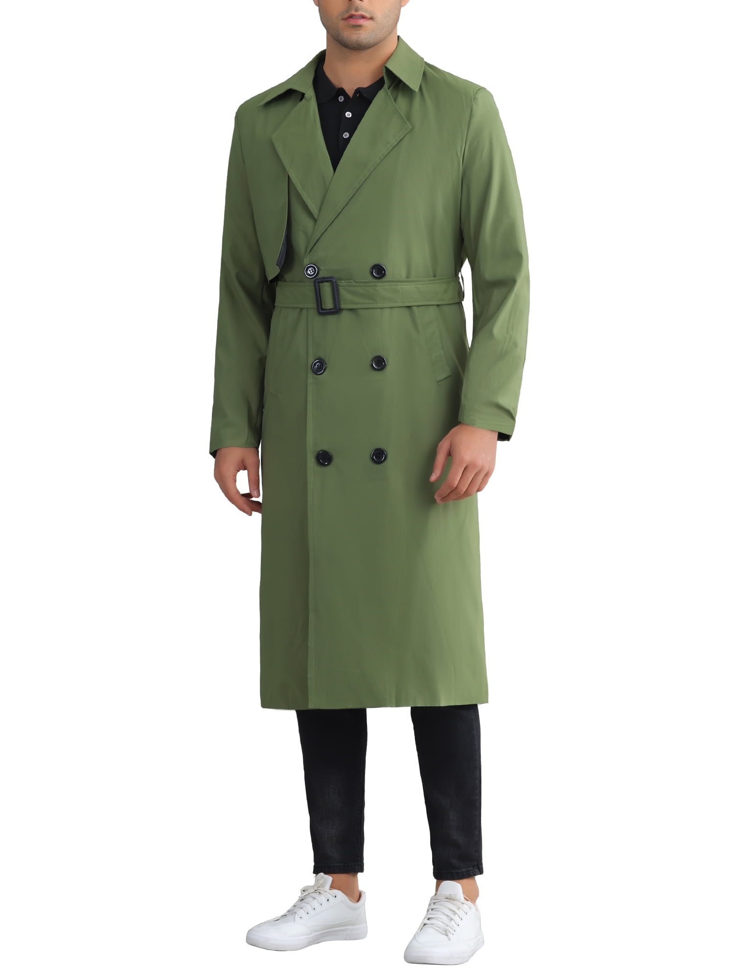INSPIRE CHIC Classic Trench Coat for Men's Double Breasted Long Winter ...