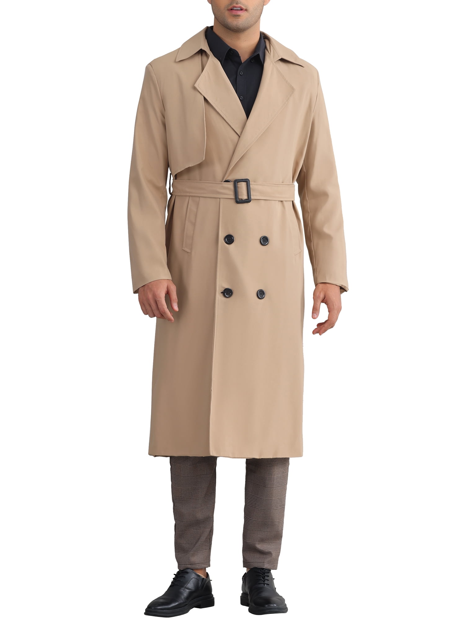 INSPIRE CHIC Classic Trench Coat for Men's Double Breasted Long Winter ...