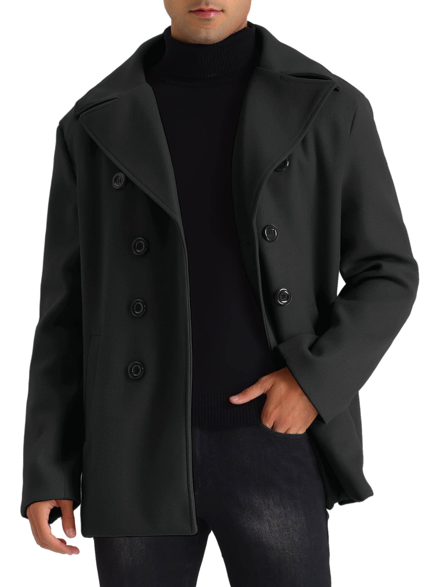 Lars Amadeus Double Breasted Overcoat for Men's Formal Style Notch ...