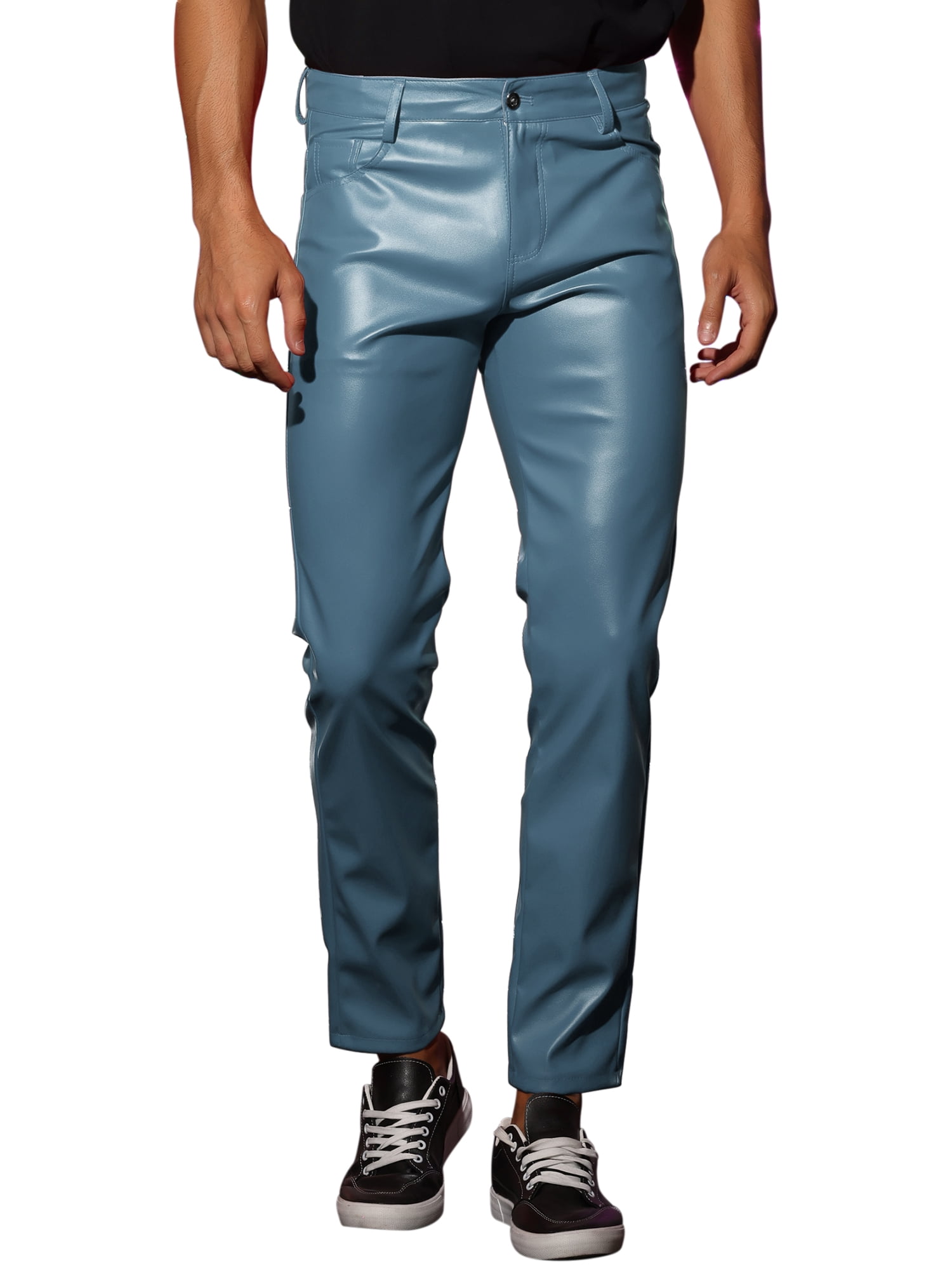 Lars Amadeus Faux Leather Pants for Men's Slim Fit Hip Hop Nightclub ...
