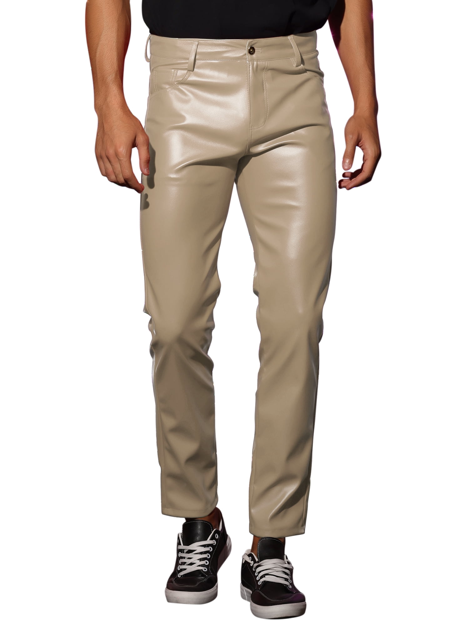 Lars Amadeus Faux Leather Pants for Men's Slim Fit Hip Hop Nightclub ...