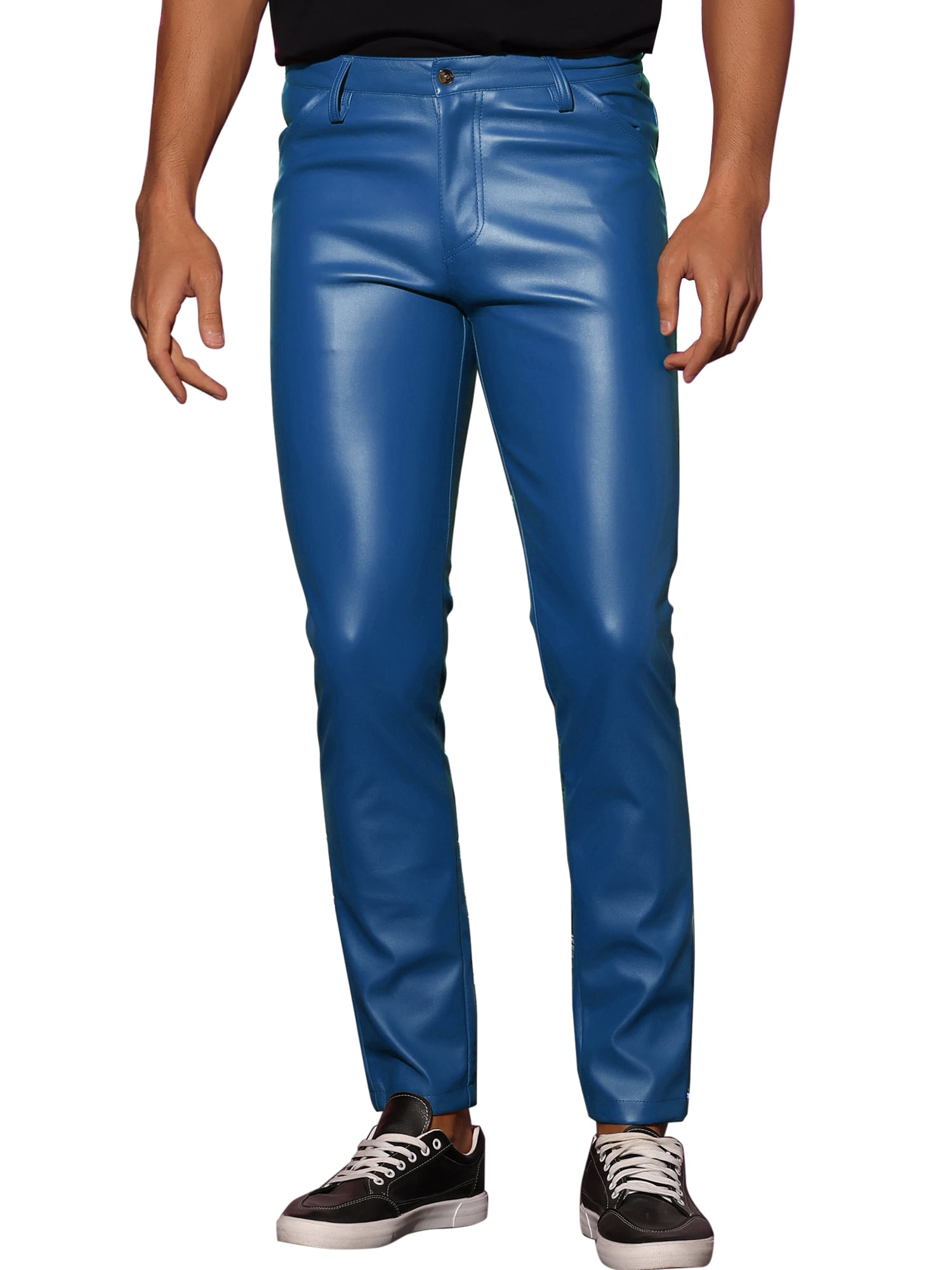Lars Amadeus Faux Leather Pants for Men's Slim Fit Motorcycle Biker Skinny Trousers - Walmart.com