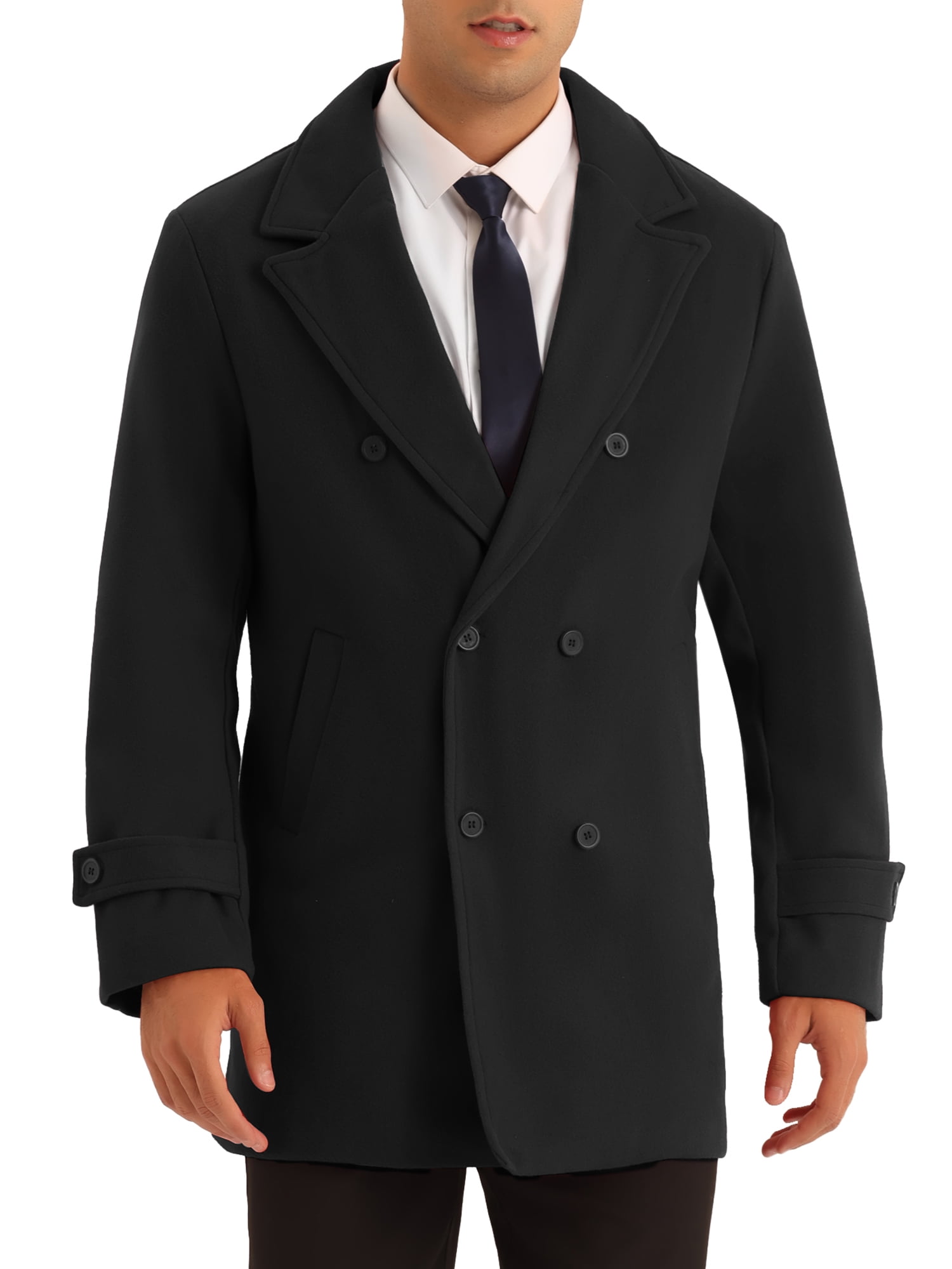 Lars Amadeus Formal Overcoat for Men's Notched Lapel Solid Color Single ...