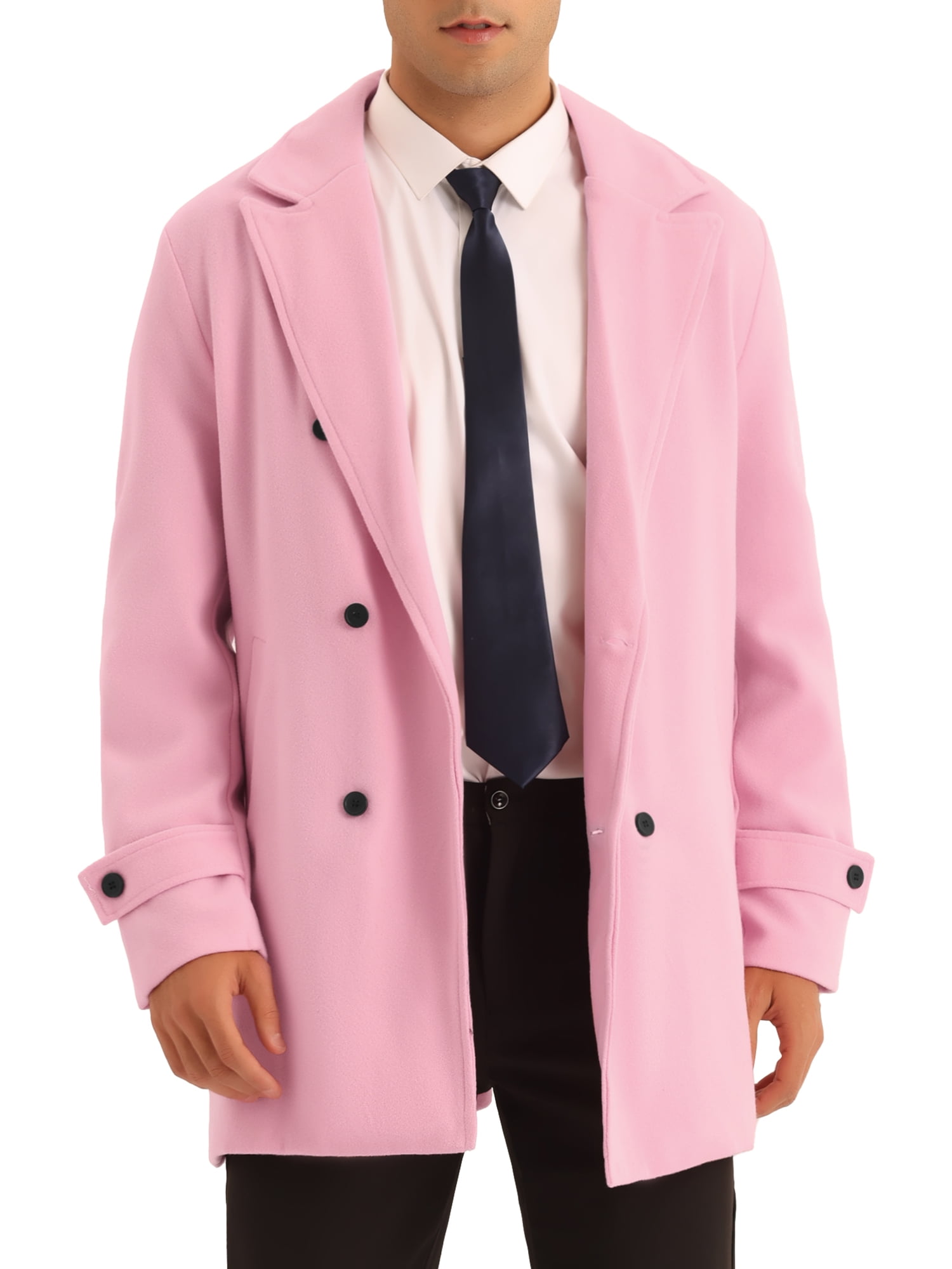 INSPIRE CHIC Formal Overcoat for Men's Notched Lapel Solid Color Single ...