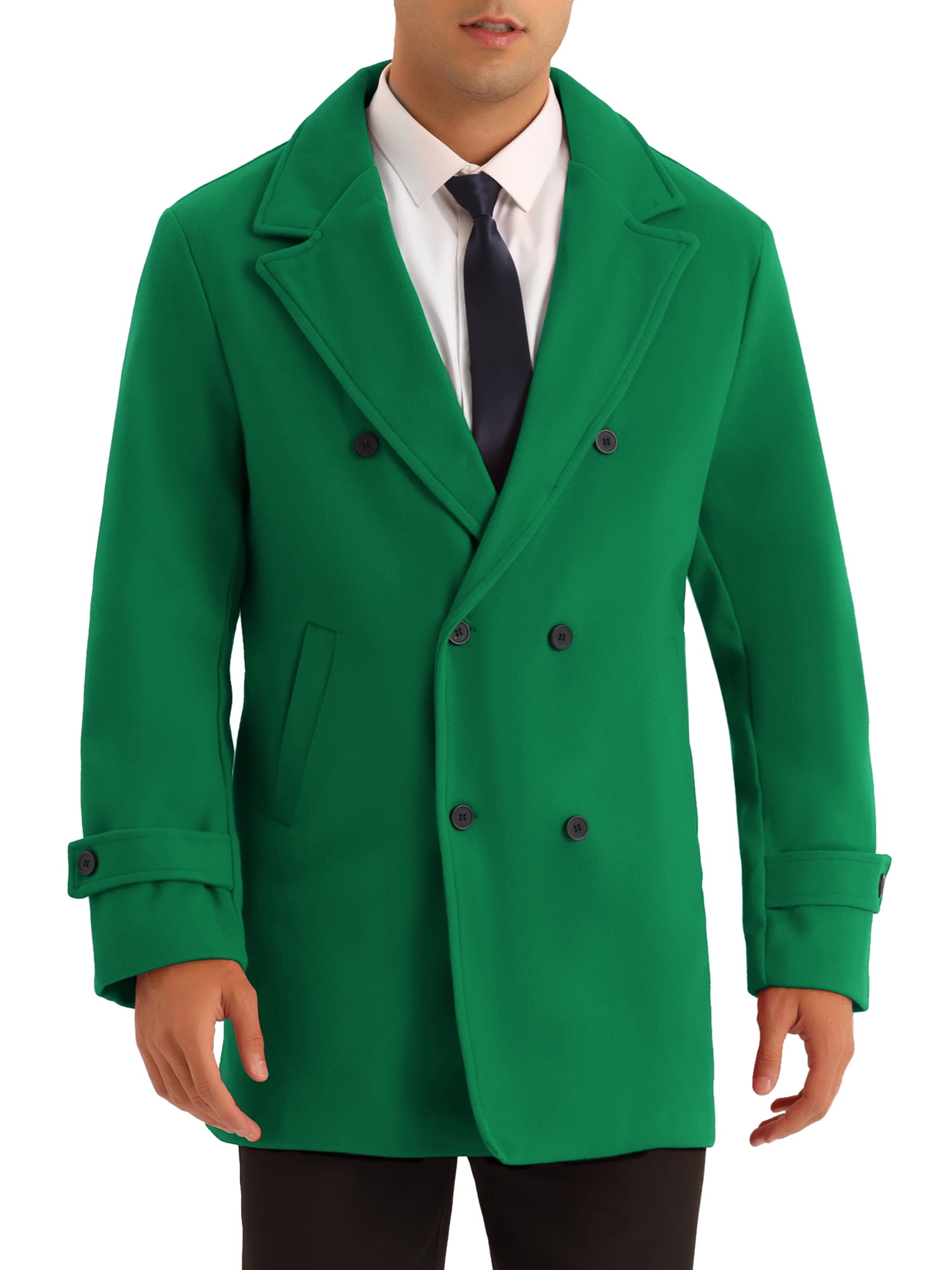 Lars Amadeus Formal Overcoat for Men's Notched Lapel Solid Color Single ...