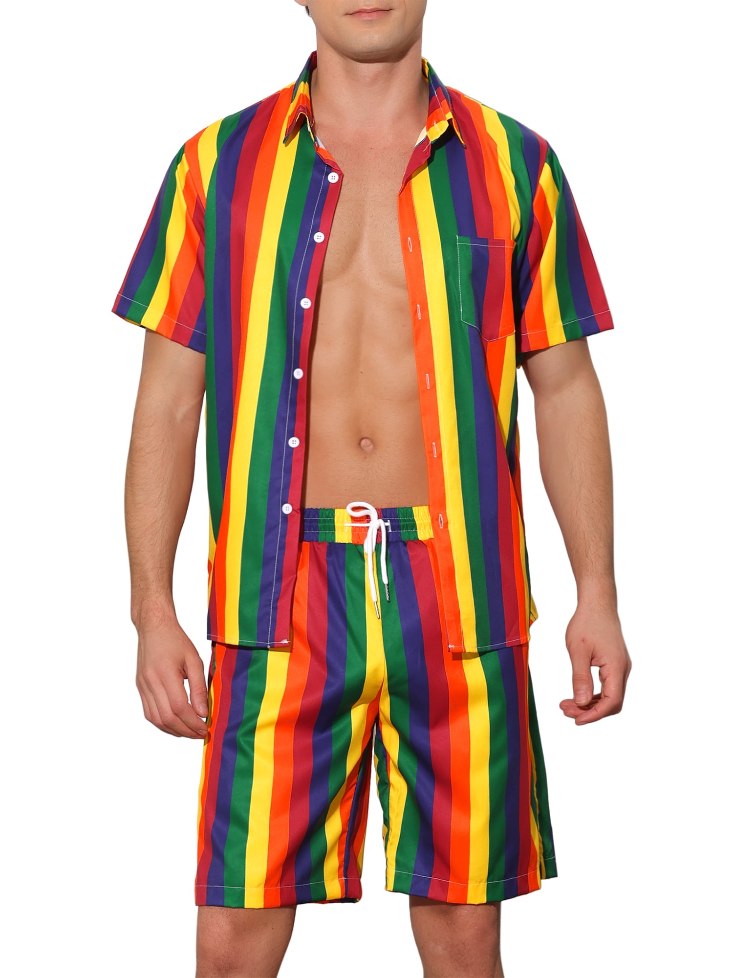 INSPIRE CHIC Hawaiian rainbowsss 2 Pieces for Men's Vacation Beach ...