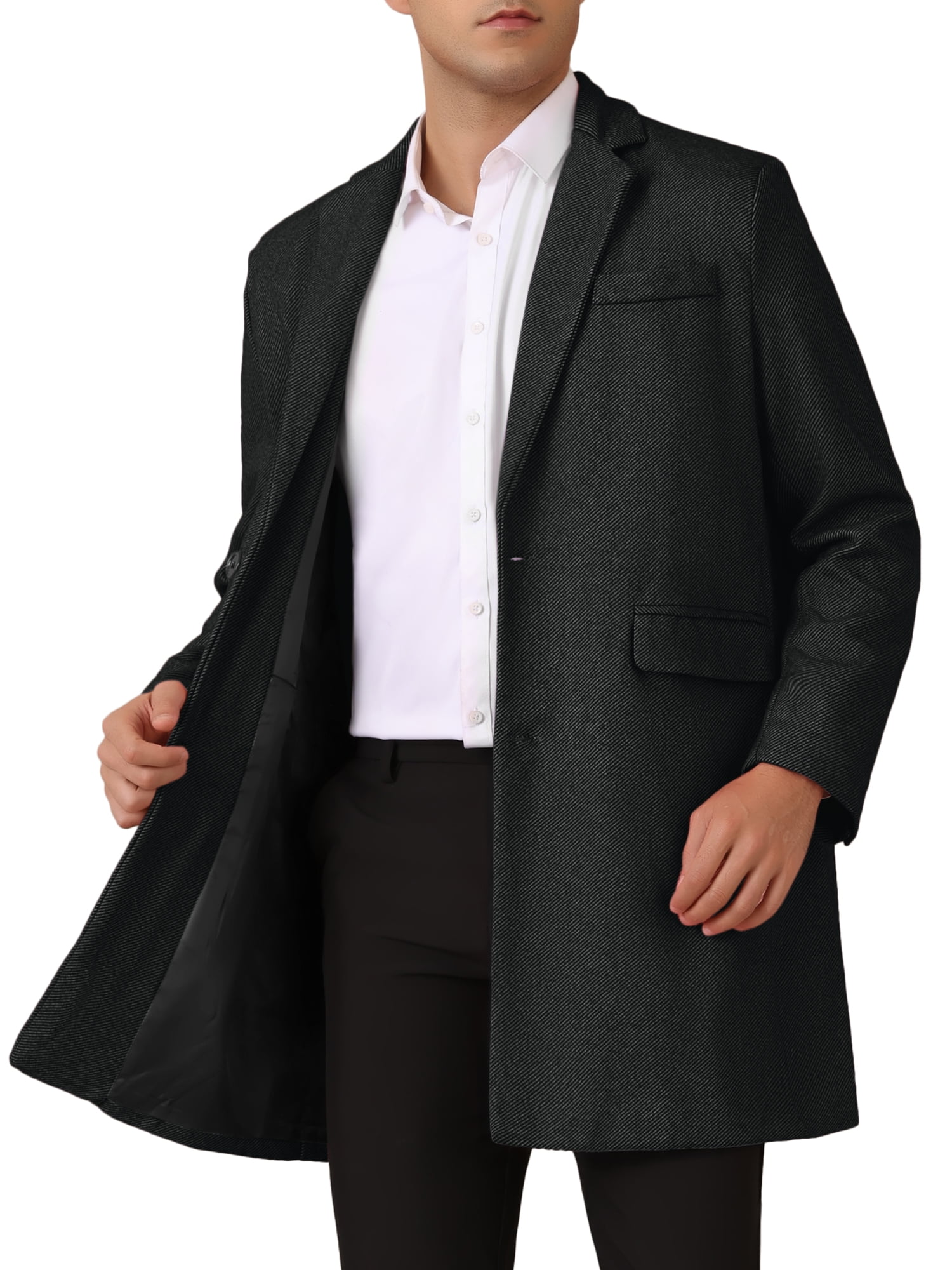 INSPIRE CHIC Herringbone Overcoats for Men's Classic Fit Single ...