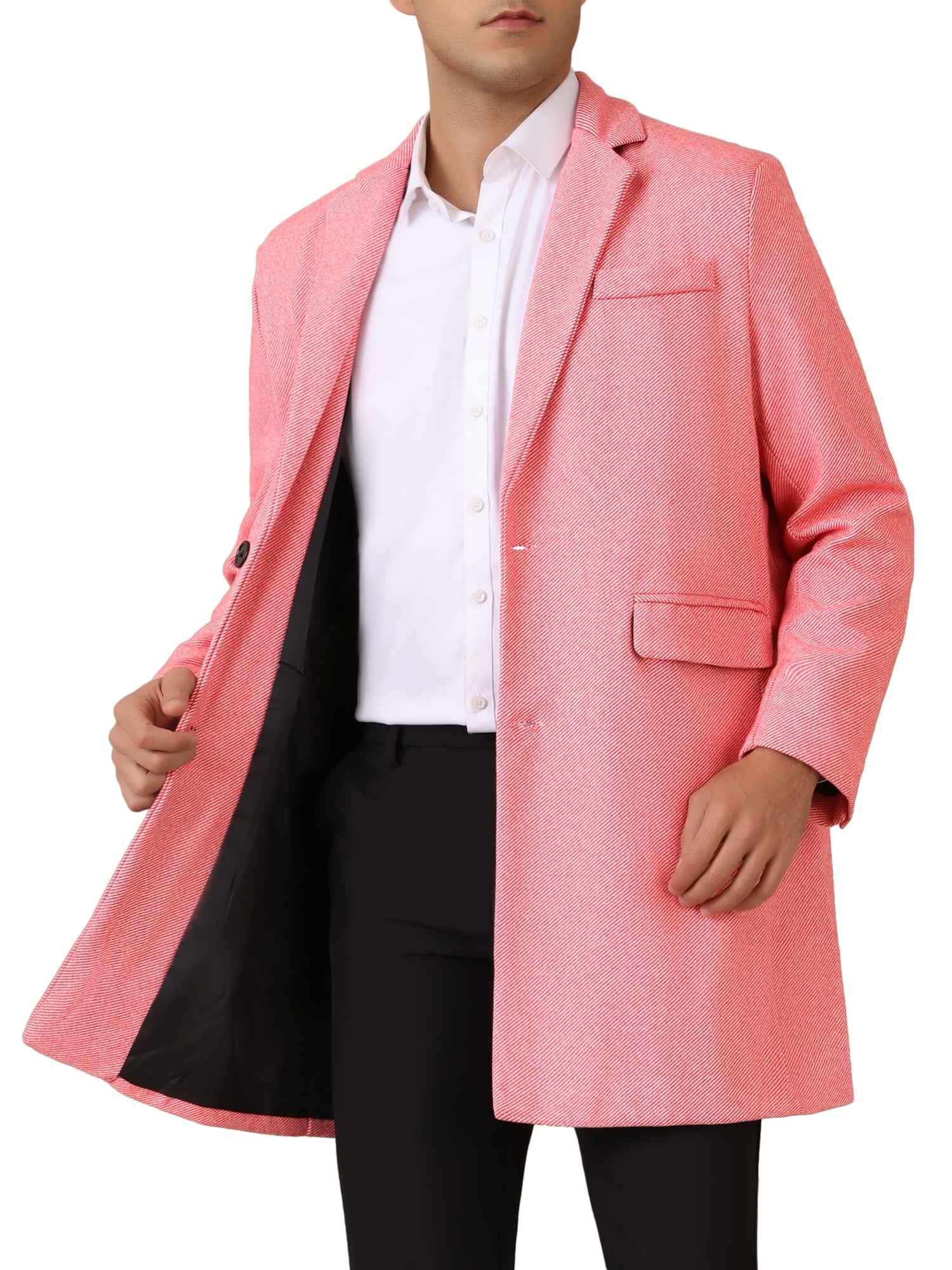 INSPIRE CHIC Herringbone Overcoats for Men's Classic Fit Single ...