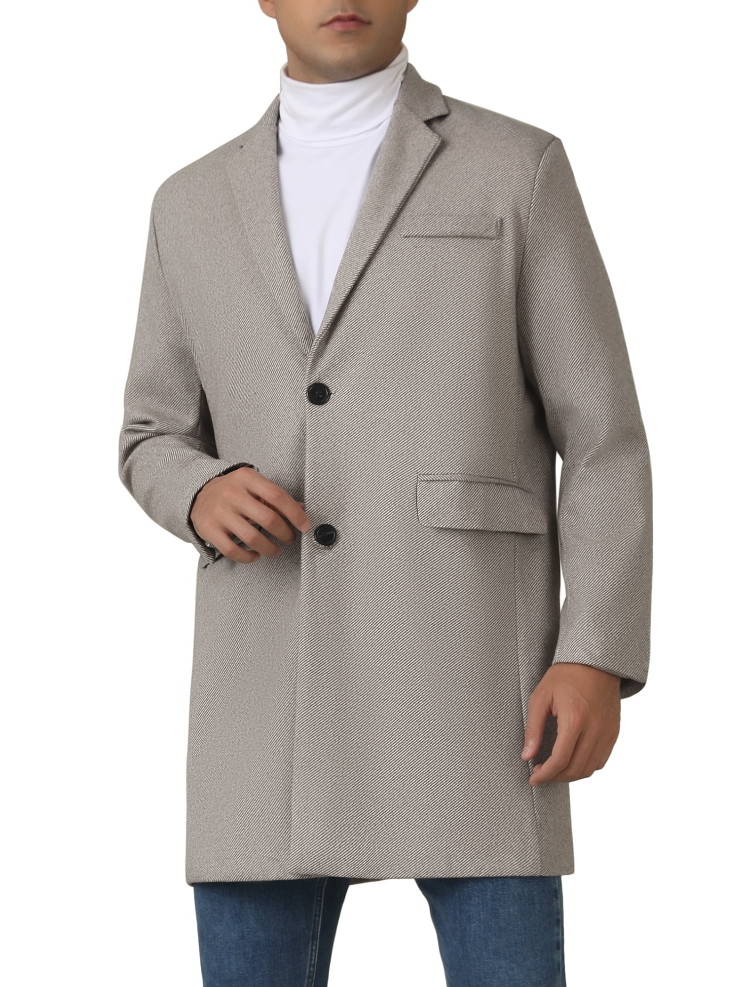 Lars Amadeus Herringbone Overcoats for Men's Classic Fit Single ...