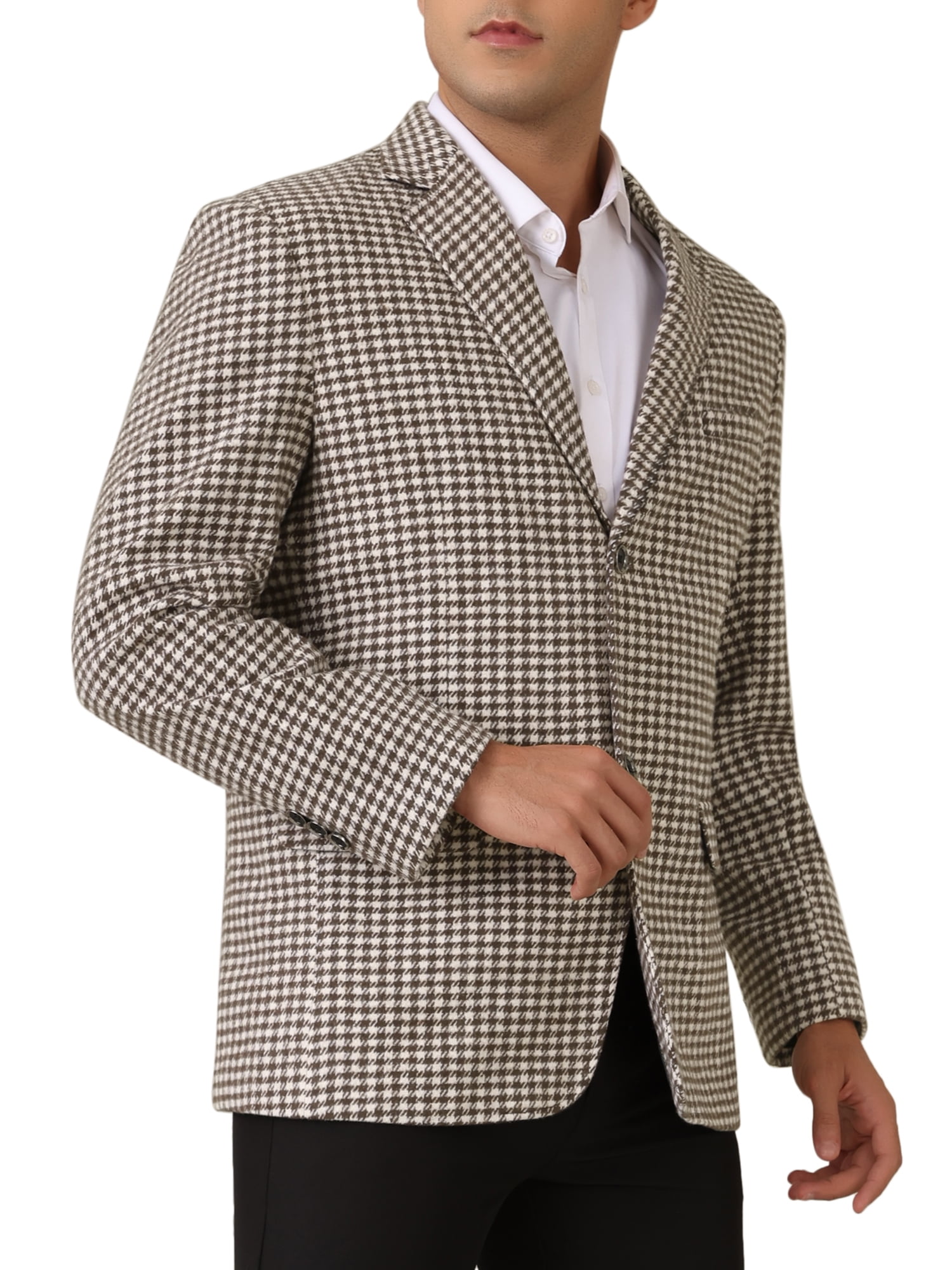 INSPIRE CHIC Houndstooth Blazer for Men's Classic Fit Business Two ...