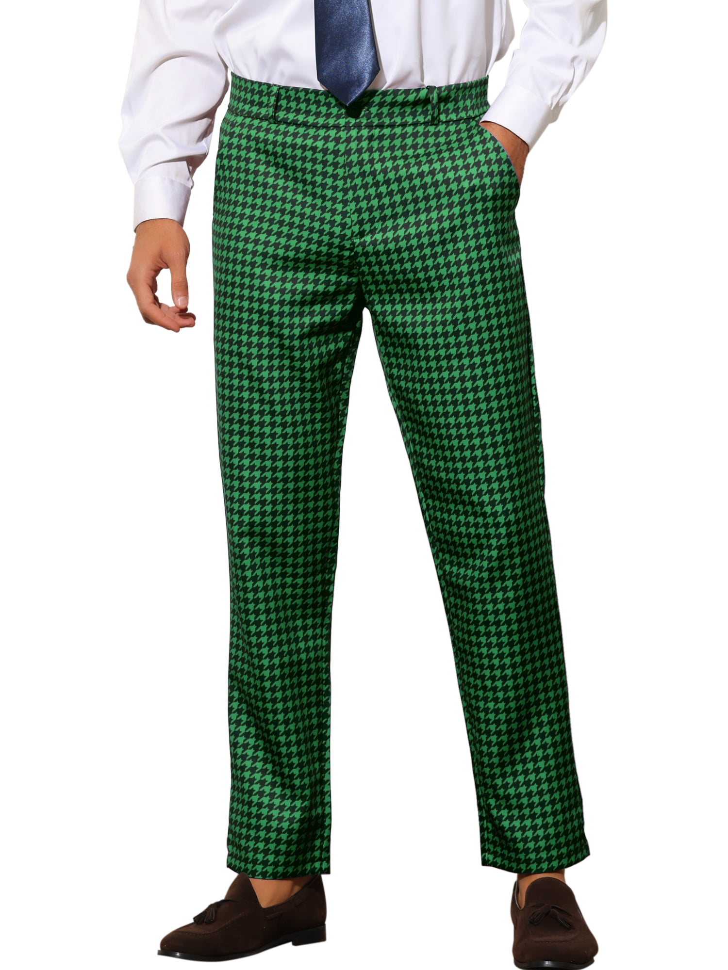 INSPIRE CHIC Houndstooth Pattern Pants for Men's Slim Fit Business ...