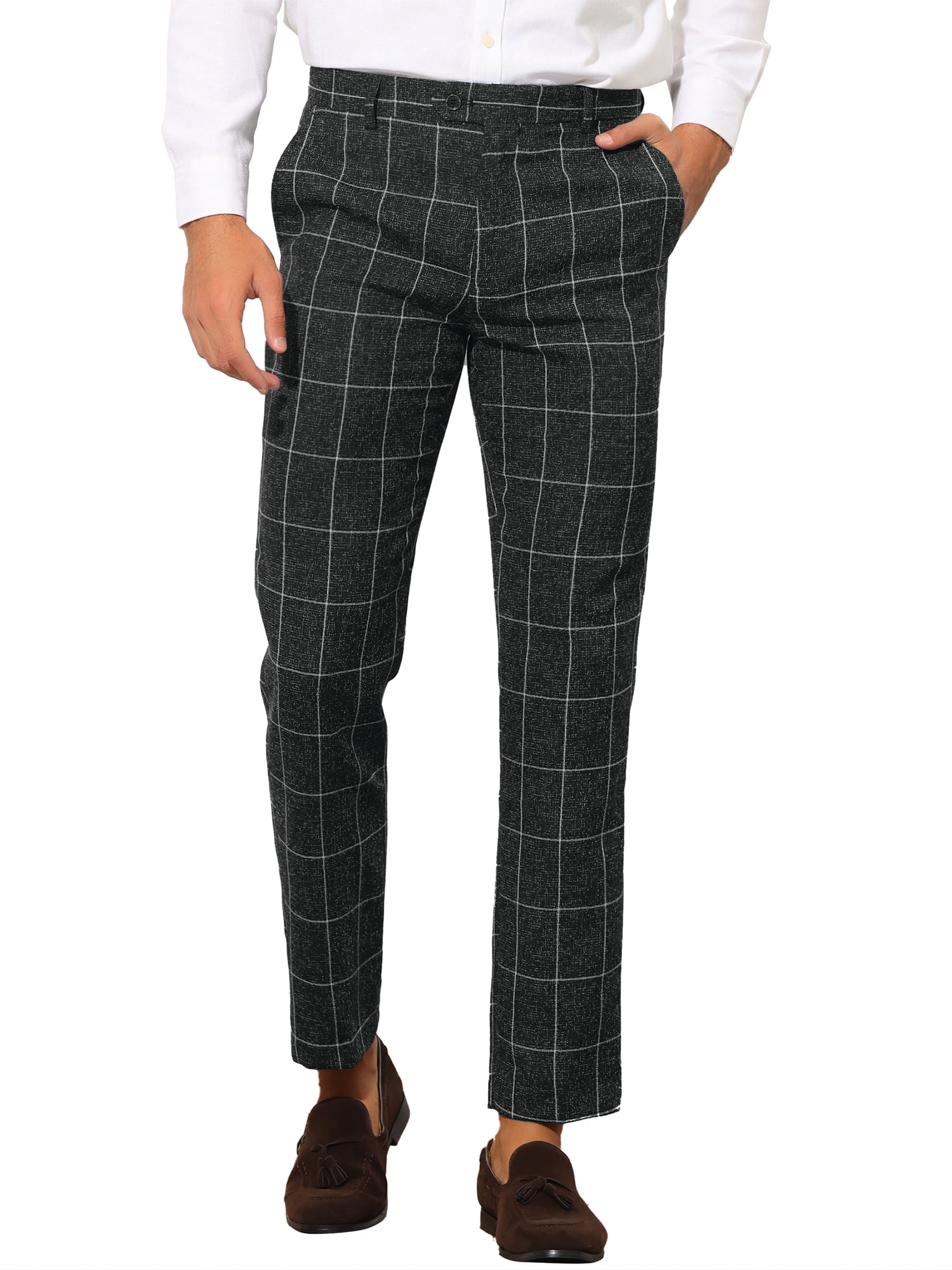 Lars Amadeus Lar Amadeus Plaid Dress Pants for Men's Business Checked ...