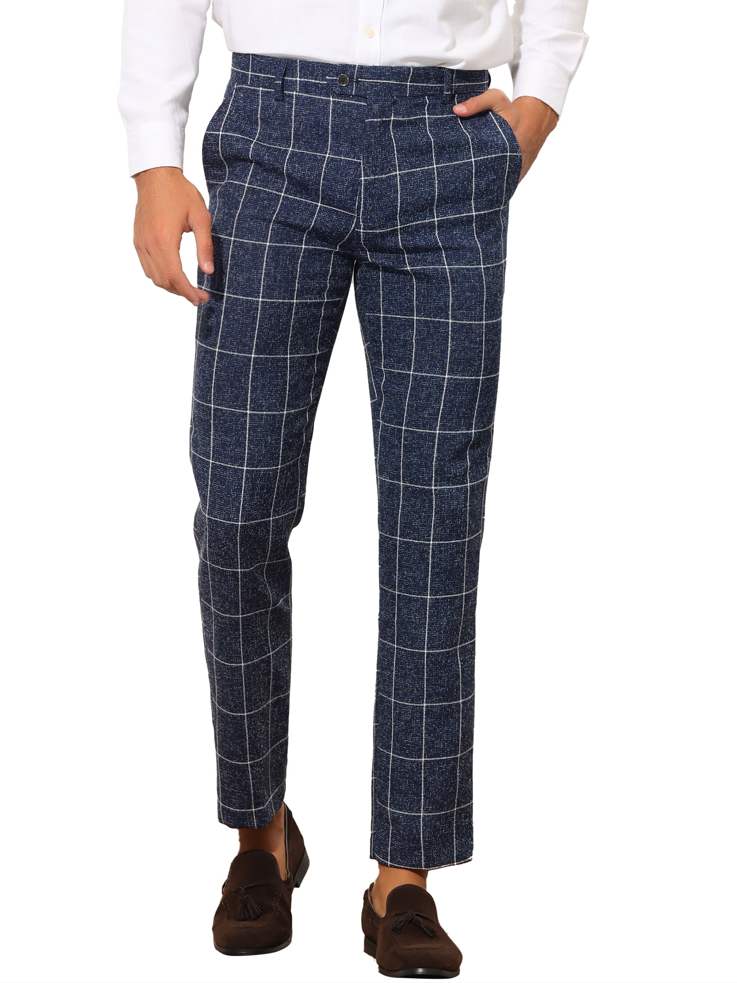 Lars Amadeus Lar Amadeus Plaid Dress Pants for Men's Business Checked ...