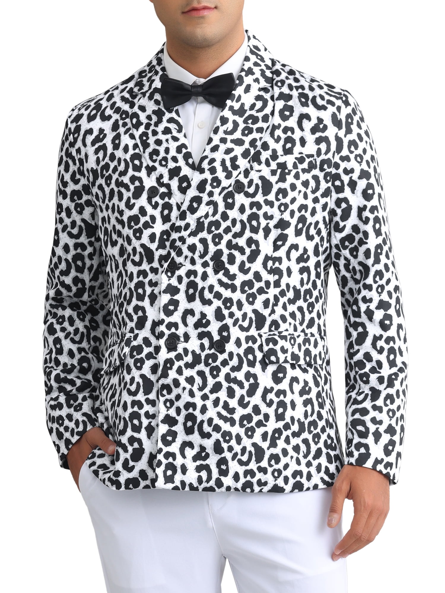 INSPIRE CHIC Leopard Blazer for Men's Peak Lapel Double-Breasted Sport ...