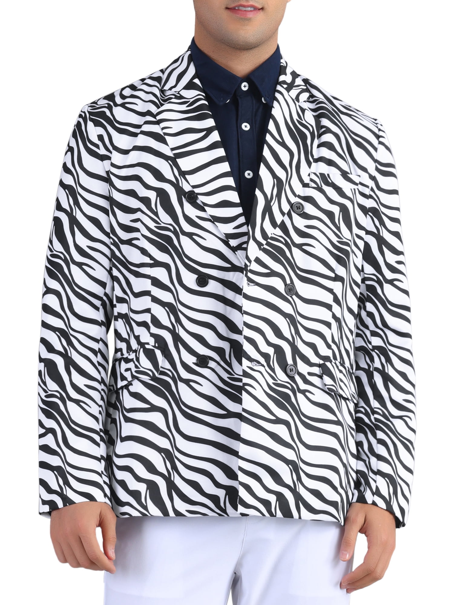 Lars Amadeus Leopard Blazer for Men's Peak Lapel Double-Breasted Sport ...