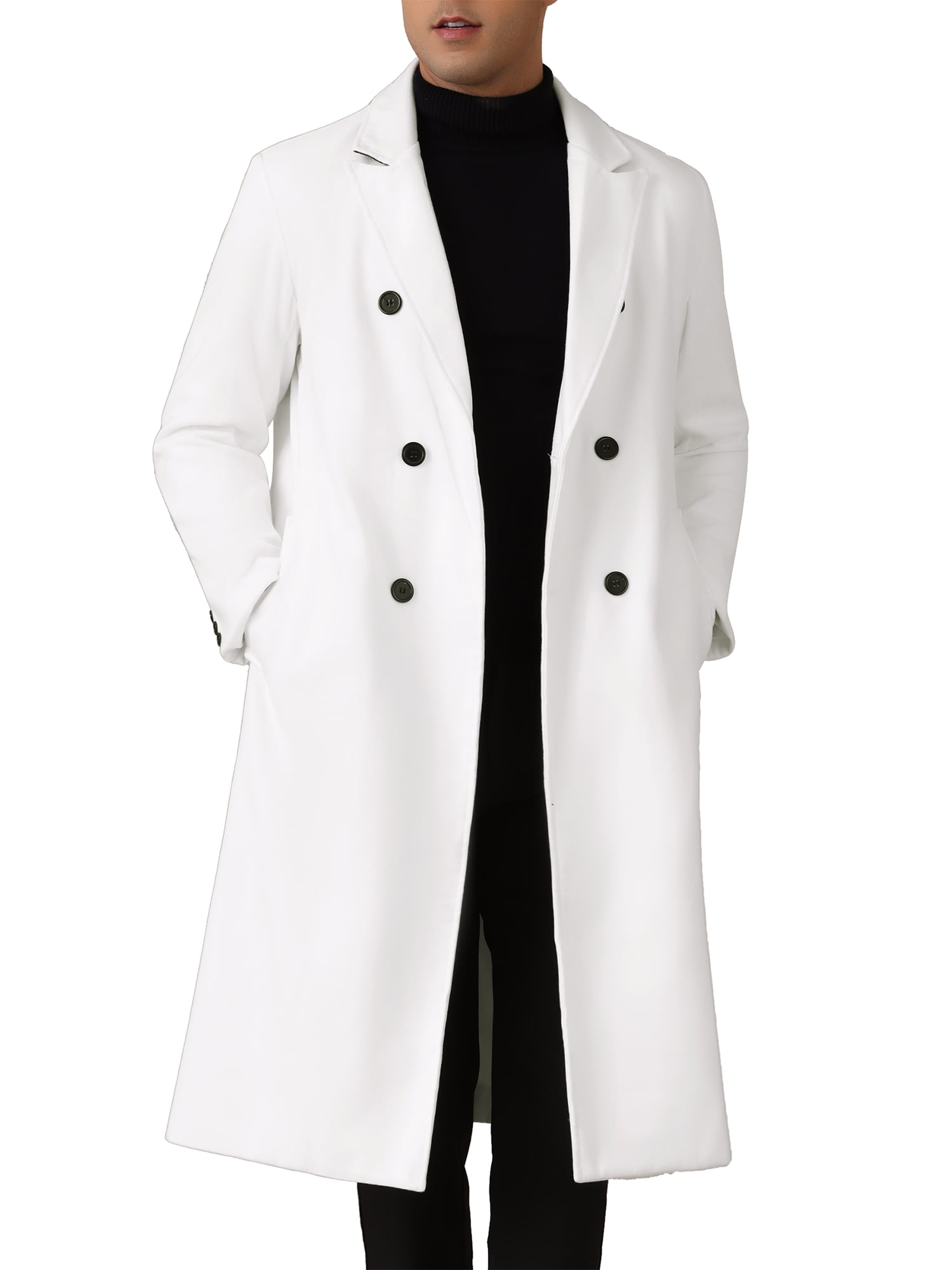 INSPIRE CHIC Long Trench Coat for Men's Classic Notched Lapel Double ...