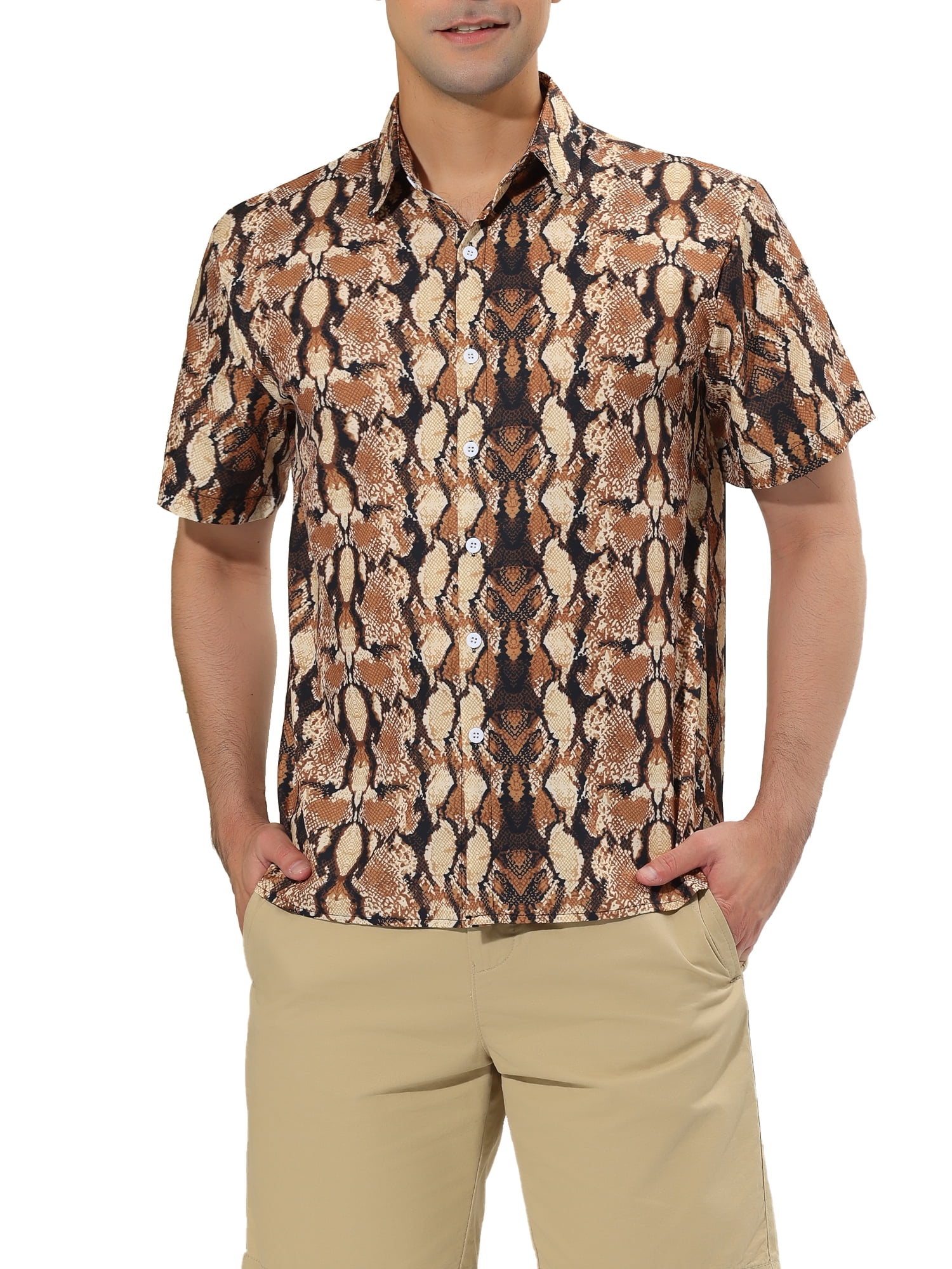INSPIRE CHIC Men's Animal Print Short Sleeves Casual Summer Printed ...