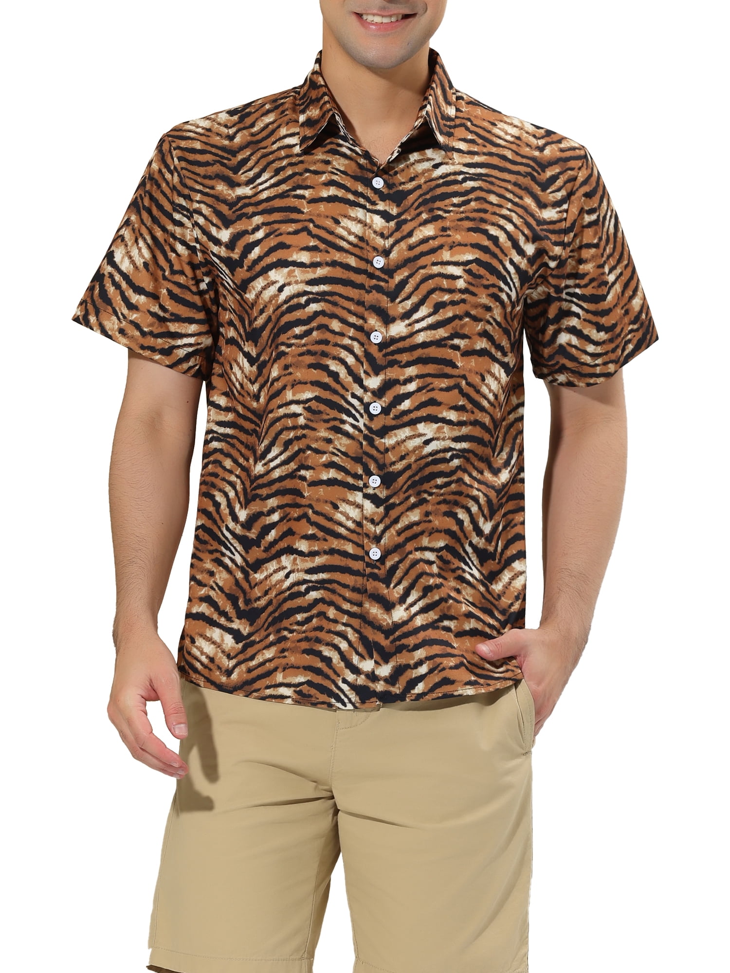 INSPIRE CHIC Men's Animal Print Short Sleeves Casual Summer Printed ...
