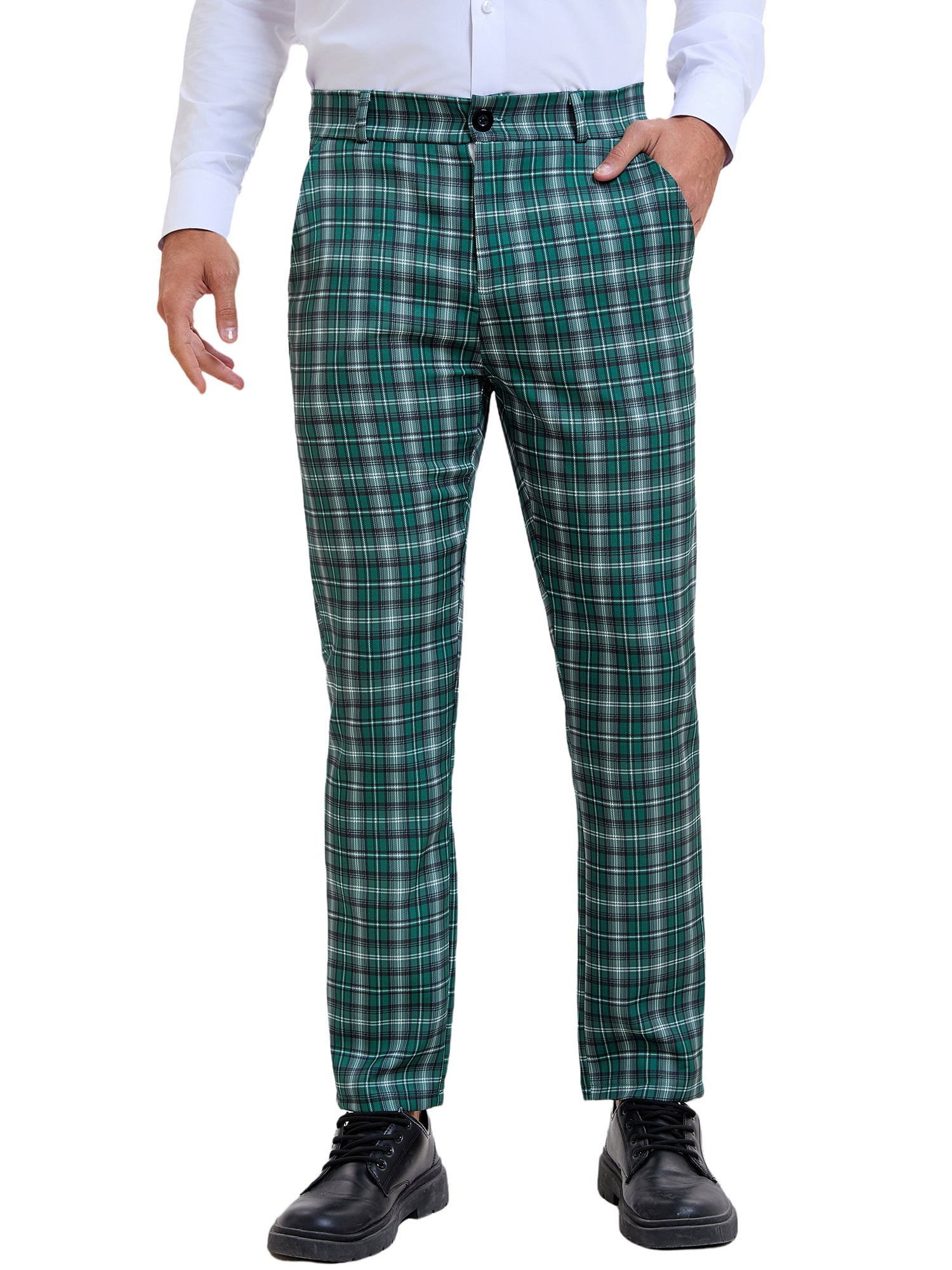 Lars Amadeus Men's Dress Plaid Pants Casual Regular Fit Flat Front ...