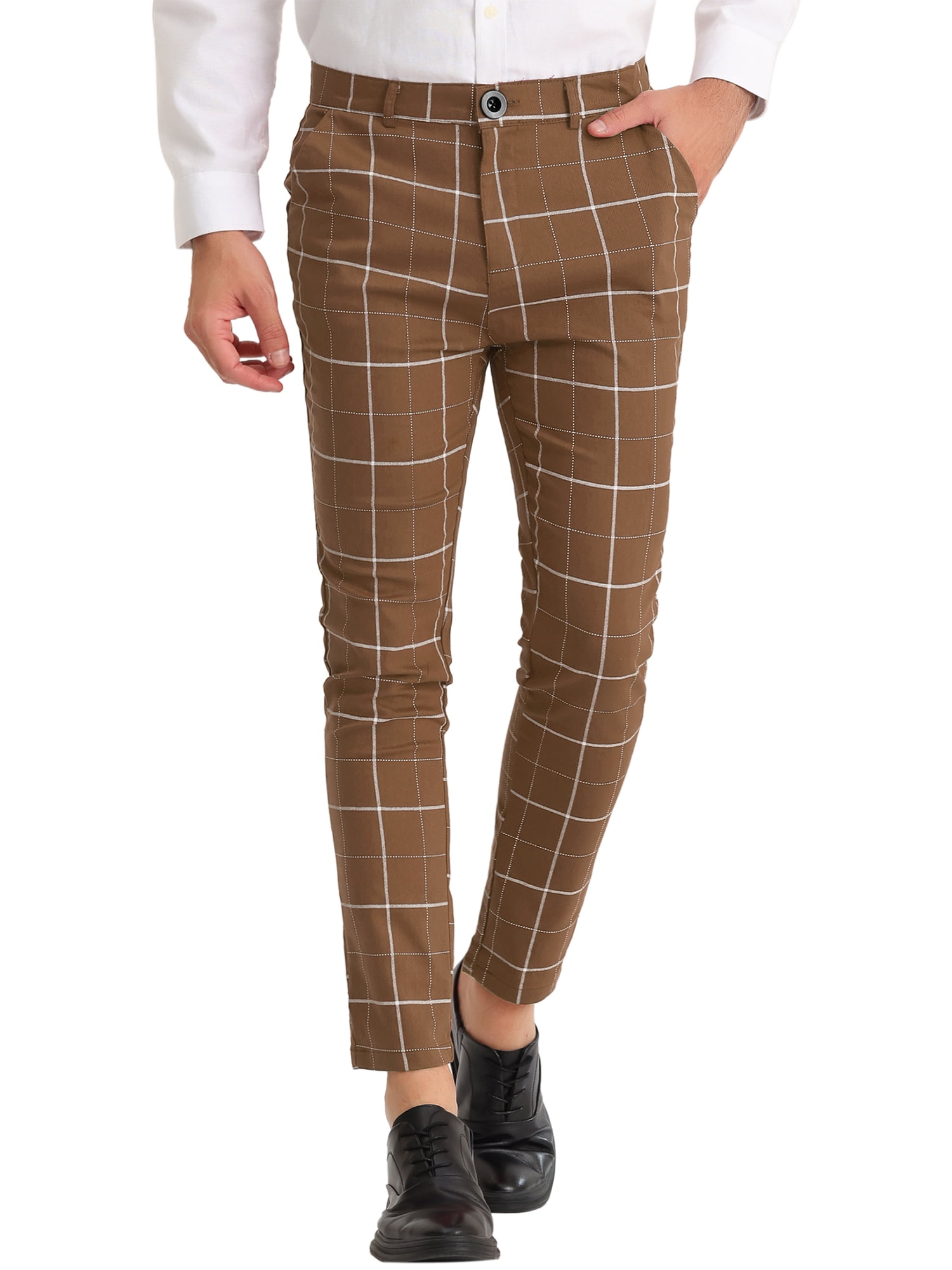 Lars Amadeus Men's Dress Plaid Slim Fit Flat Front Business Checked ...