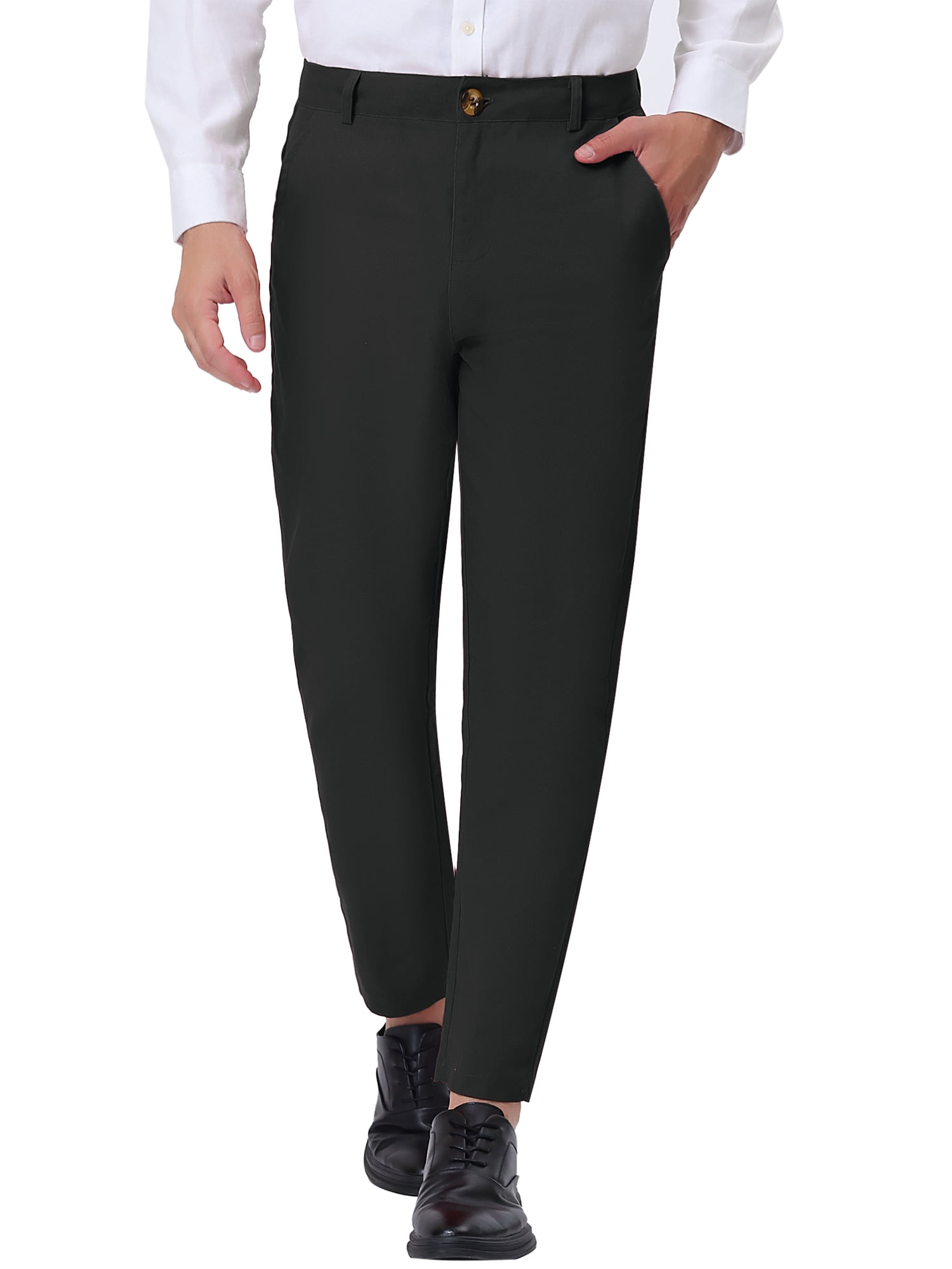 Lars Amadeus Men's Dress Solid Color Pants Straight Front Chino Slacks ...