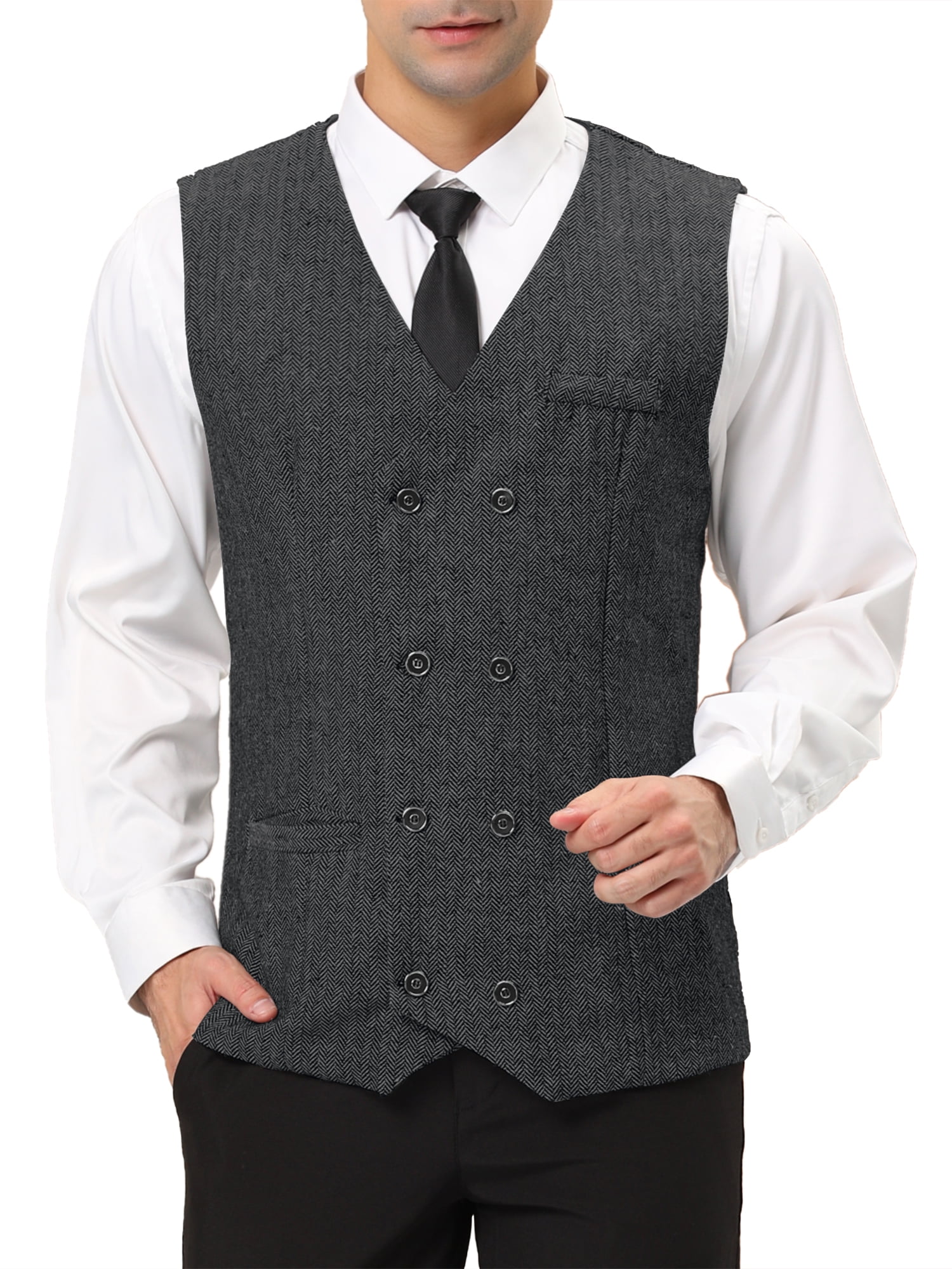 Lars Amadeus Men's Dress Vest Double Breasted Slim Fit Prom Sleeveless ...