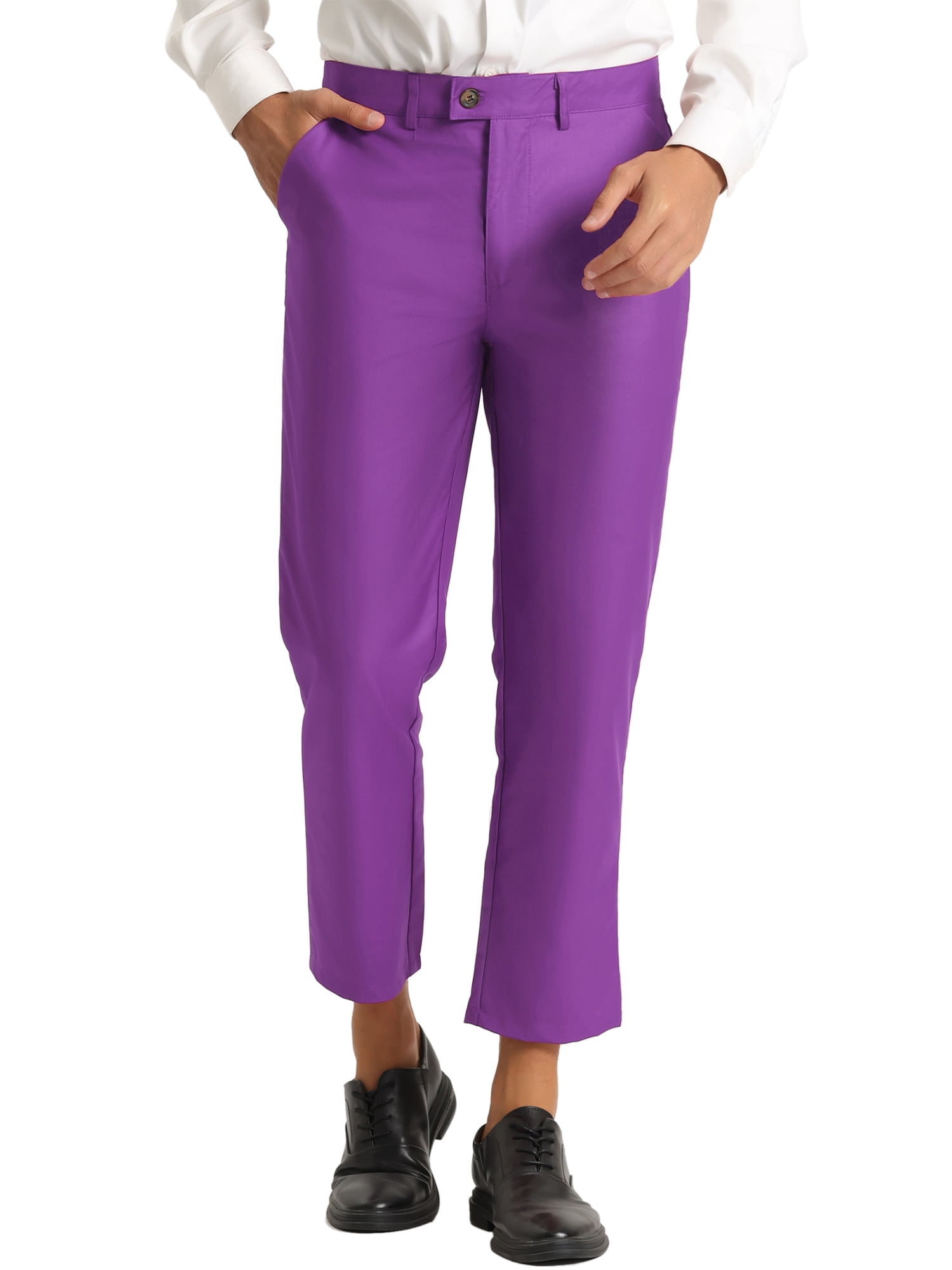 INSPIRE CHIC Men's Formal Flat Front Skinny Office Prom Cropped Dress ...