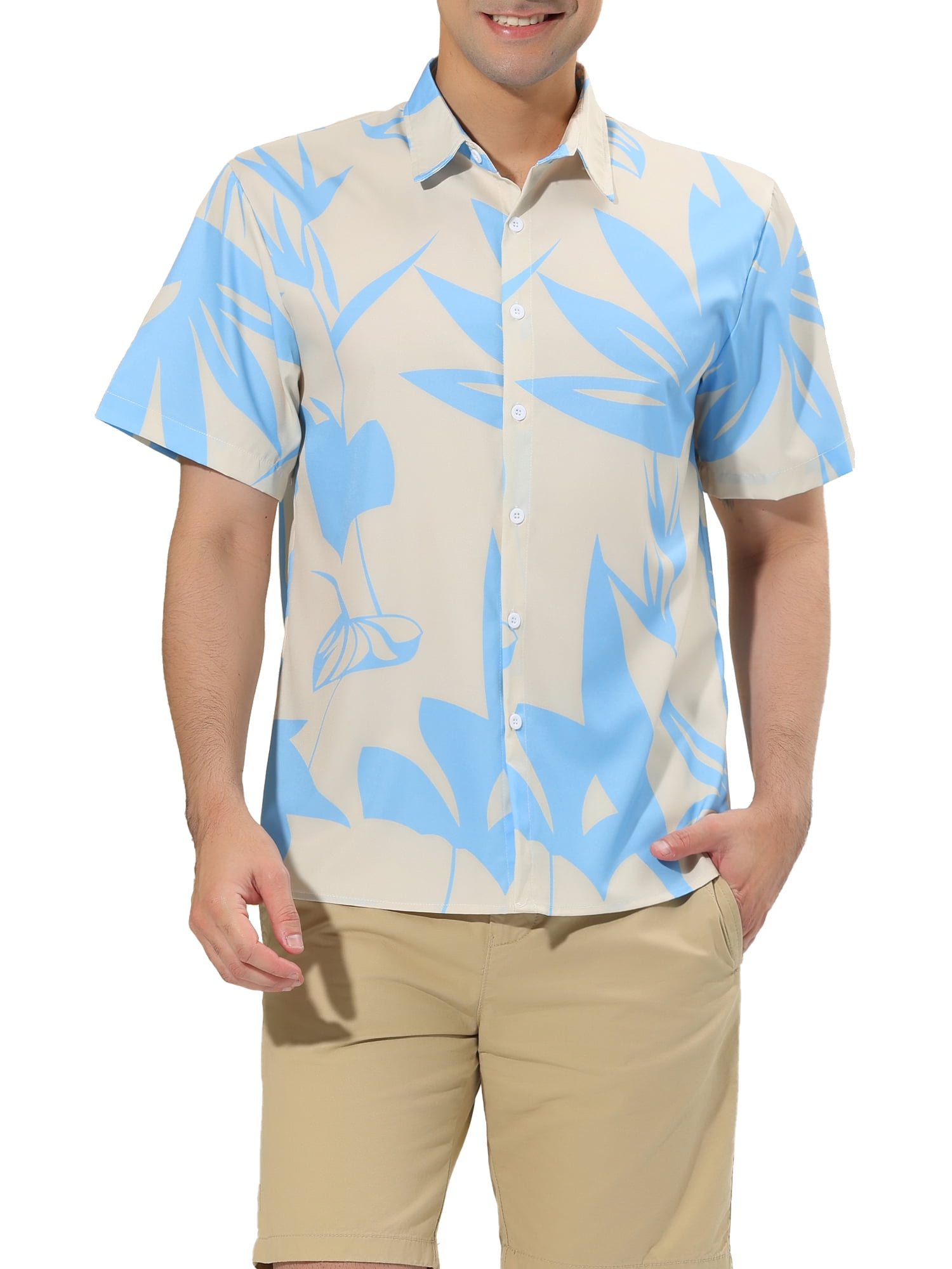 Lars Amadeus Men S Hawaiian Floral Print Short Sleeves Button Down