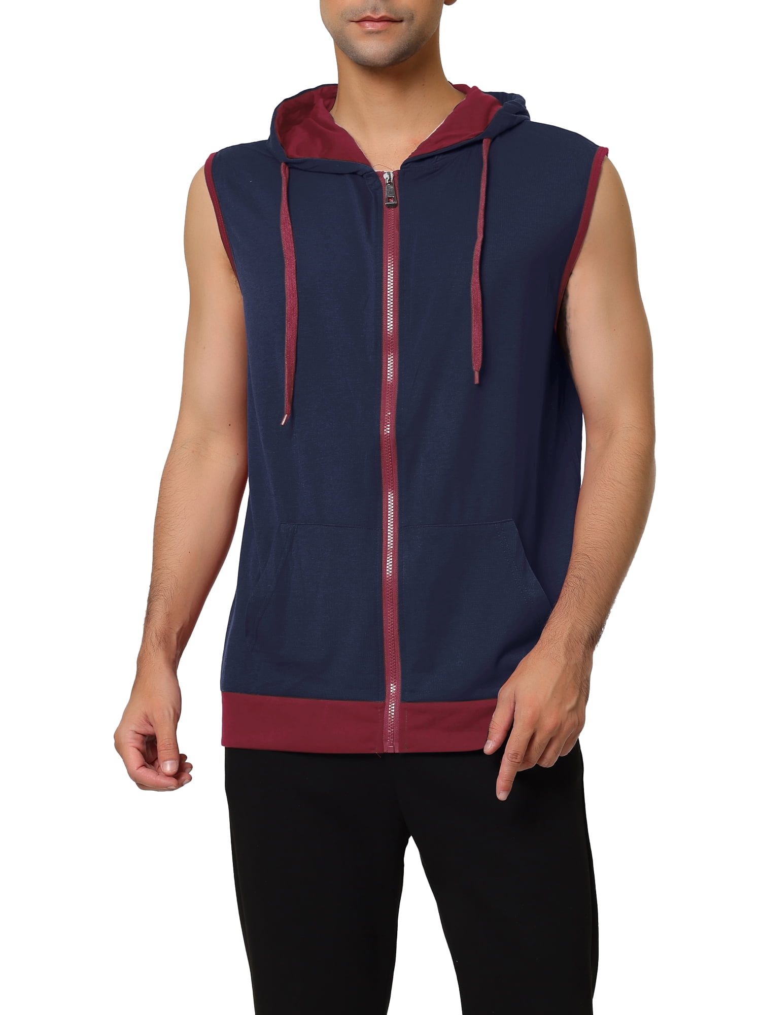 Lars Amadeus Men's Hoodies Sleeveless Vest Slim Fit Lightweight Zipper ...