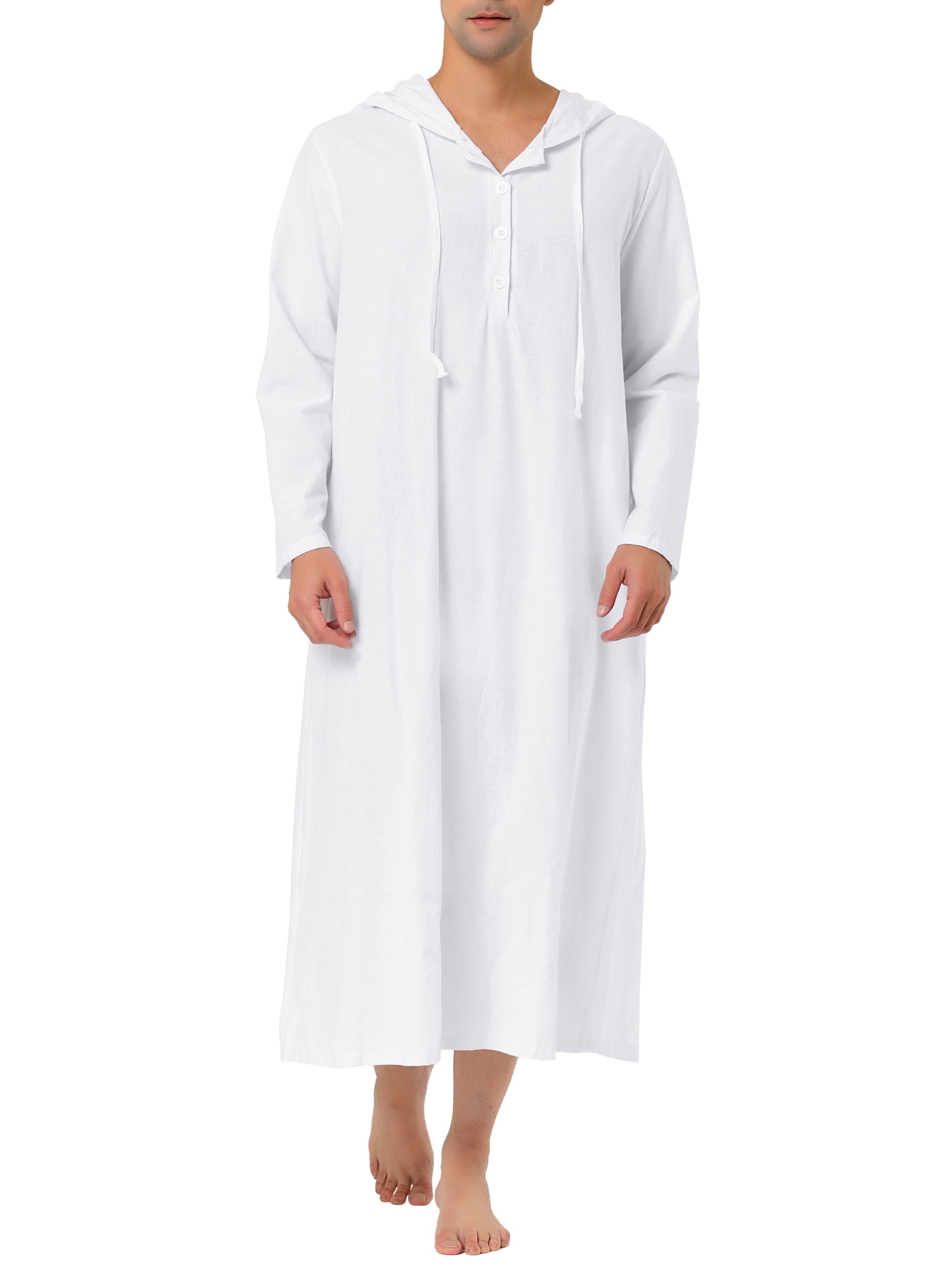 Lars Amadeus Men's Nightshirt Long Sleeves Hooded Loungewear Nightgown ...