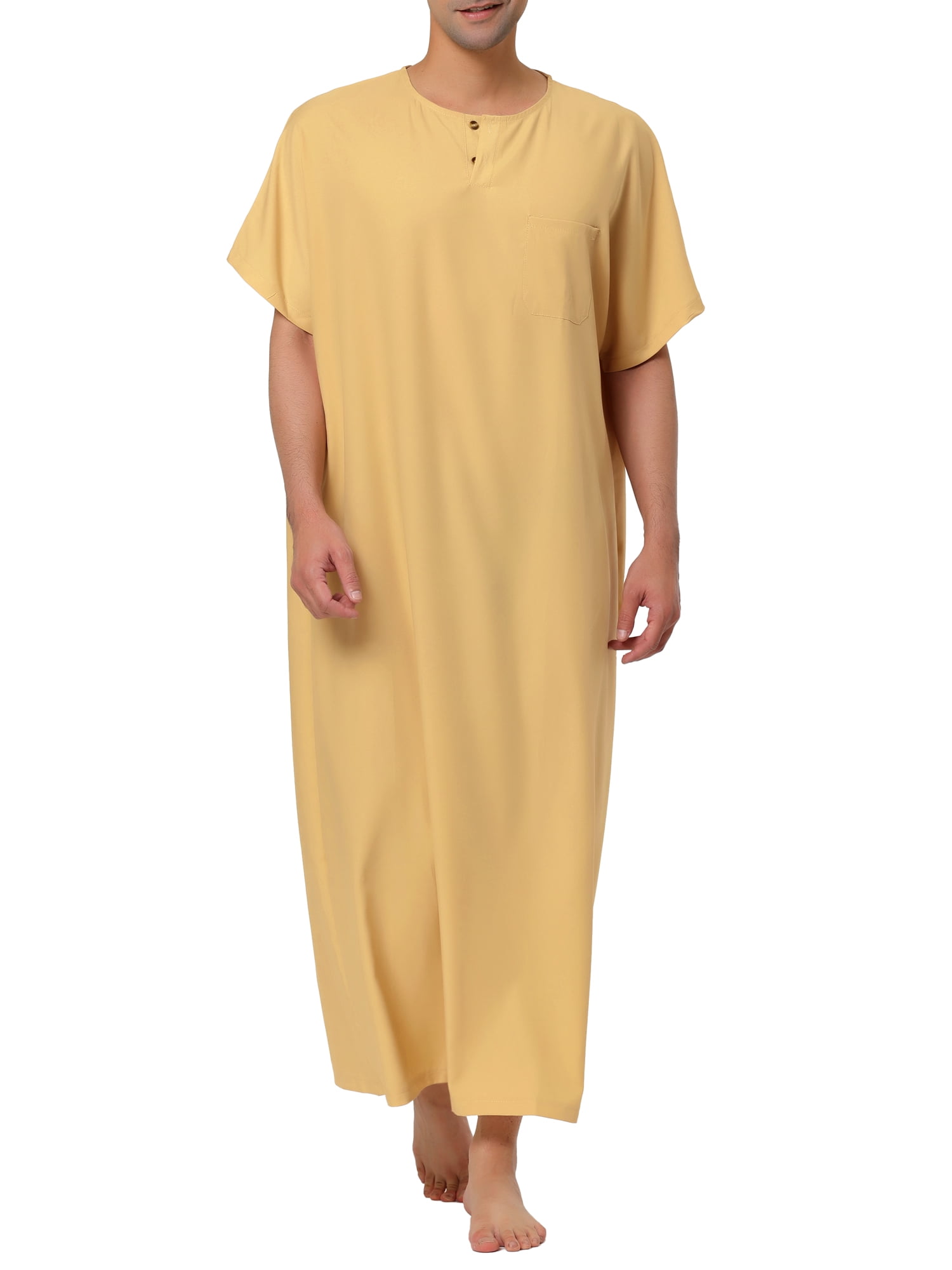 Lars Amadeus Men's Nightshirt Short Sleeves Sleep Shirt Sleepwear Long ...