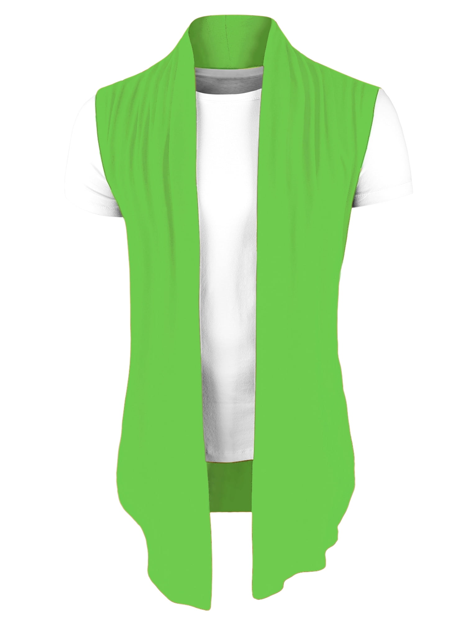 Lars Amadeus Men's Open Front Asymetric Hem Sleeveless Cardigan Vest ...