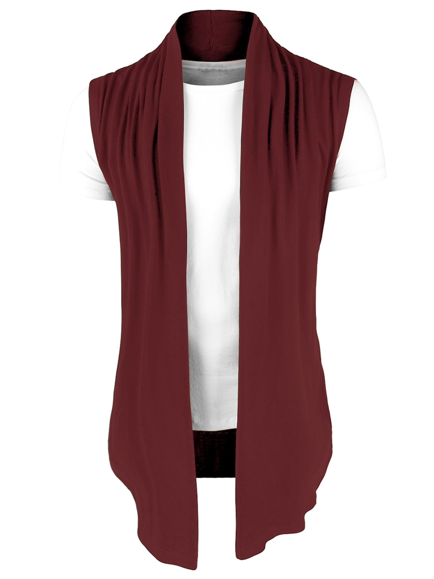 INSPIRE CHIC Men's Vest Open Front Asymetric Hem Sleeveless Cardigan ...