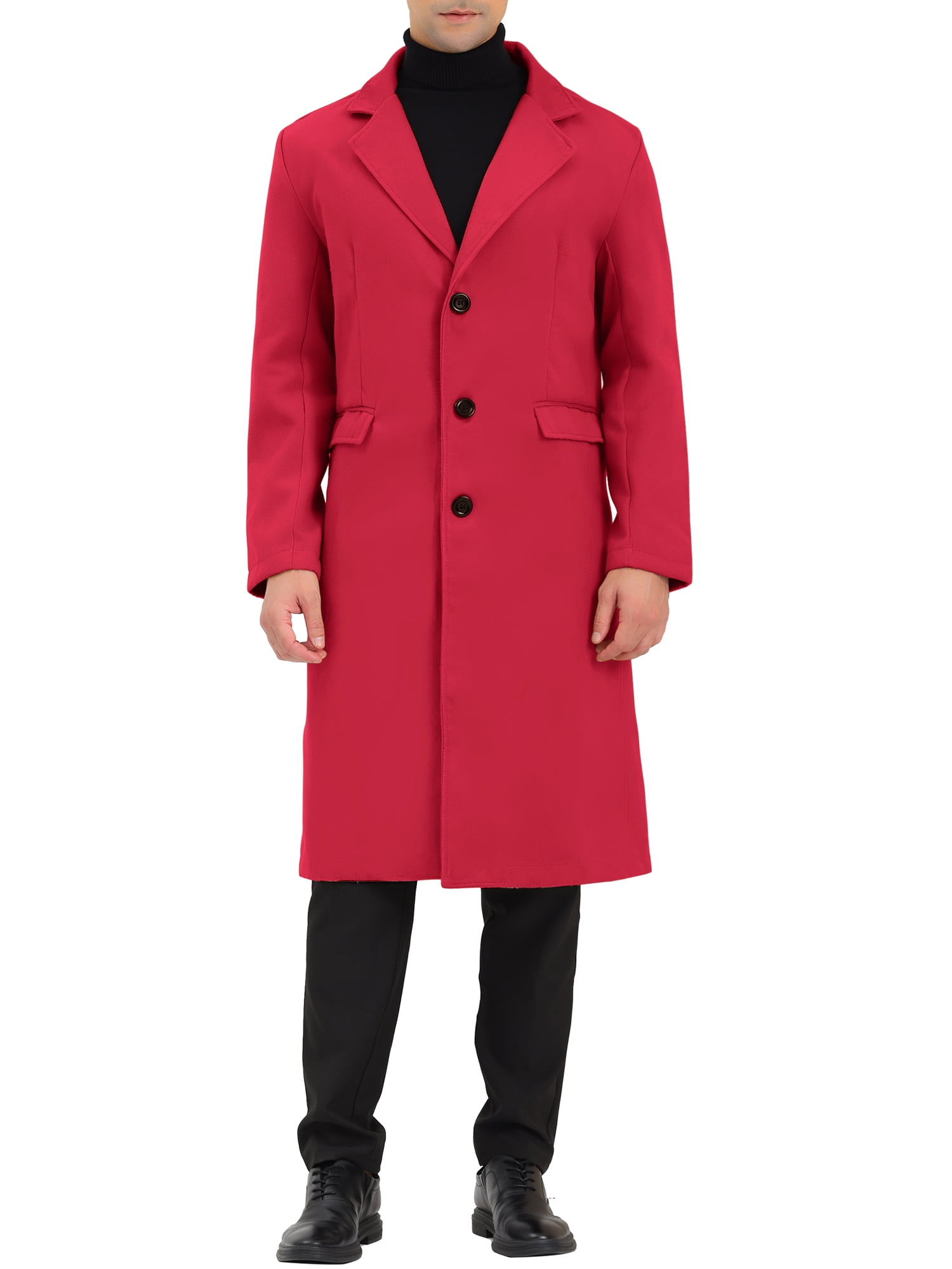 INSPIRE CHIC Men's Coats Single Breasted Lapel Collar Long Sleeve Back ...