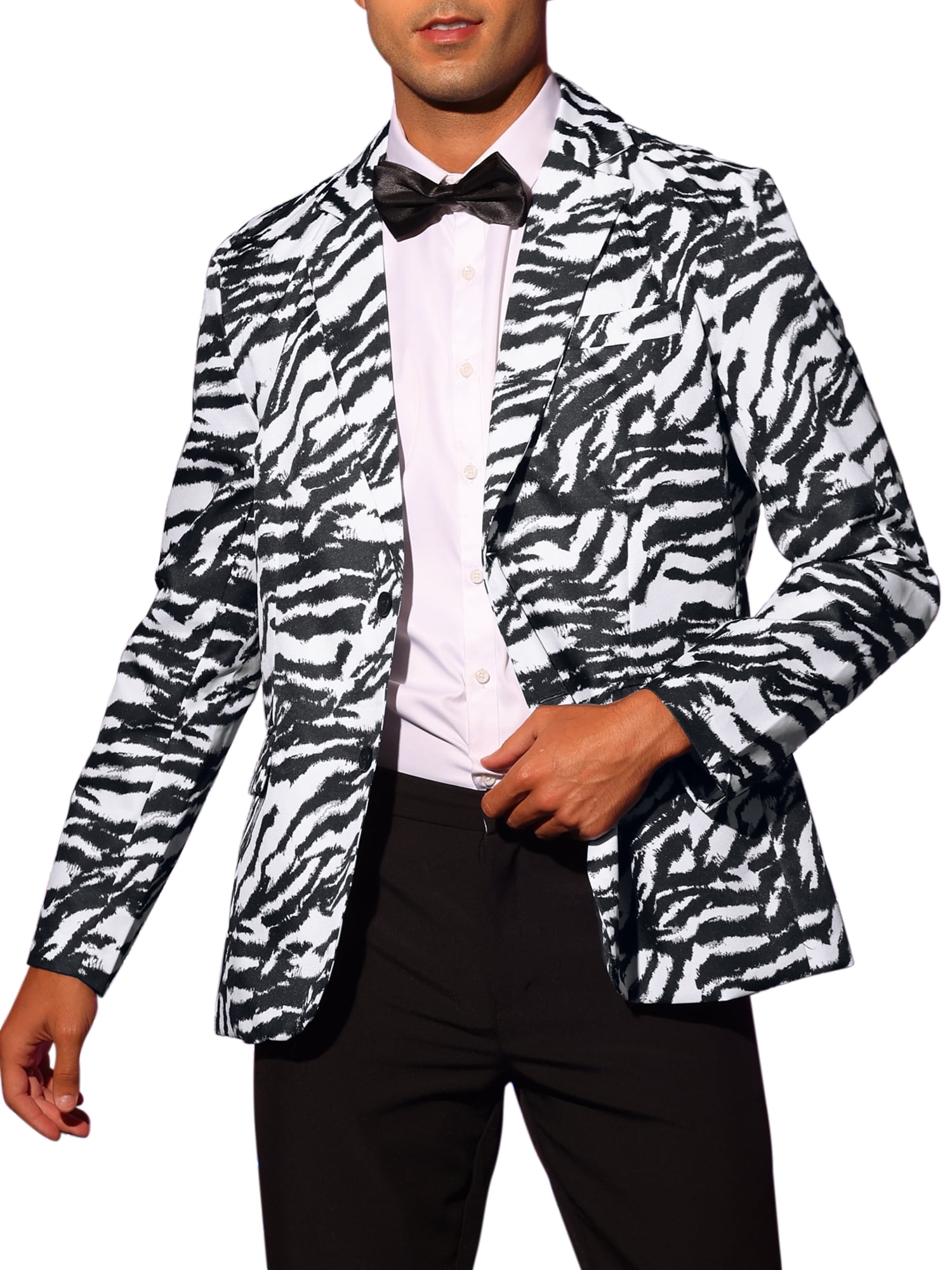Lars Amadeus Men's Party Animal Leopard Print Blazer Notched Lapel ...