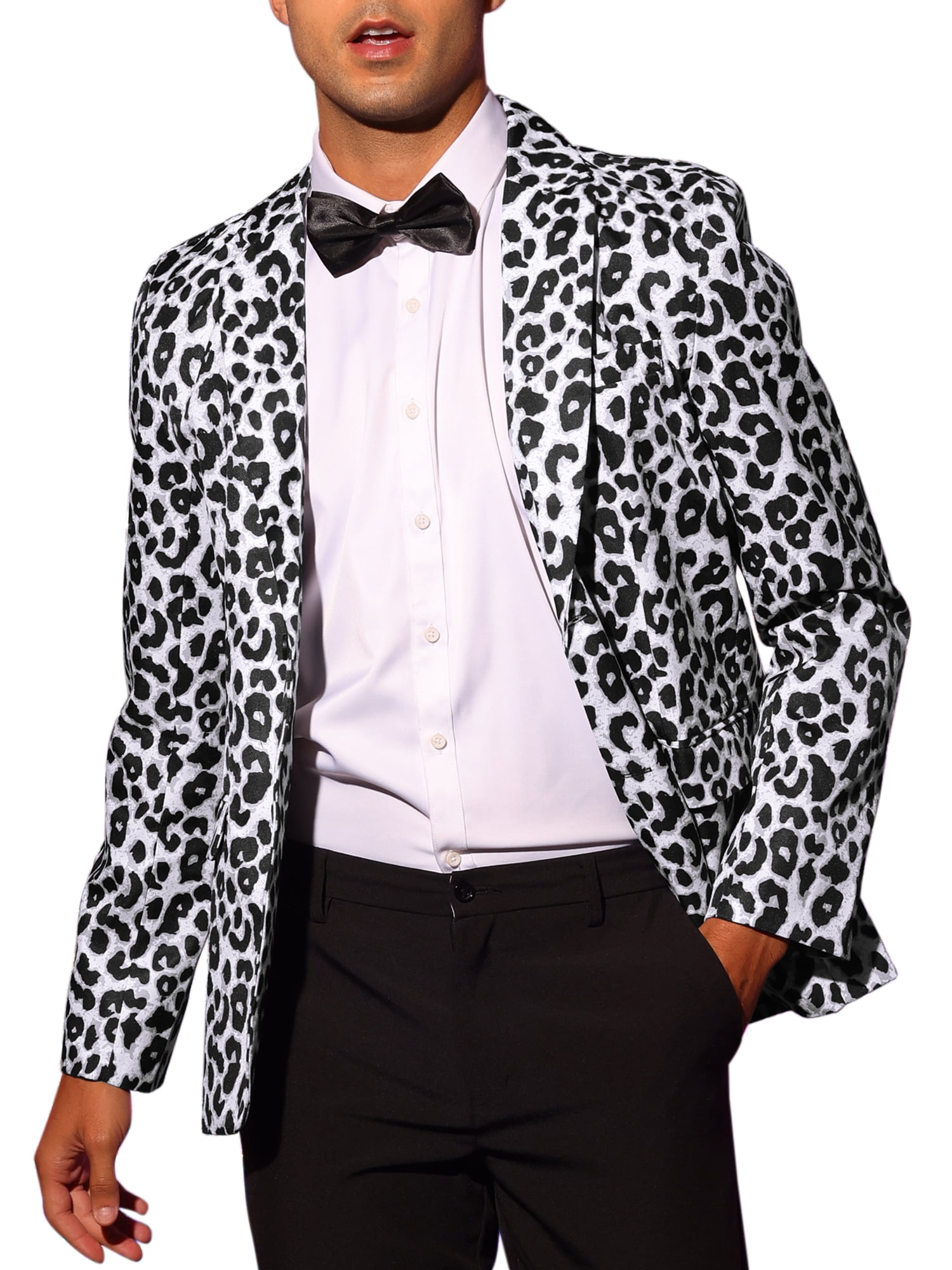 INSPIRE CHIC Men's Party Blazer Animal Print Notched Lapel Lightweight ...